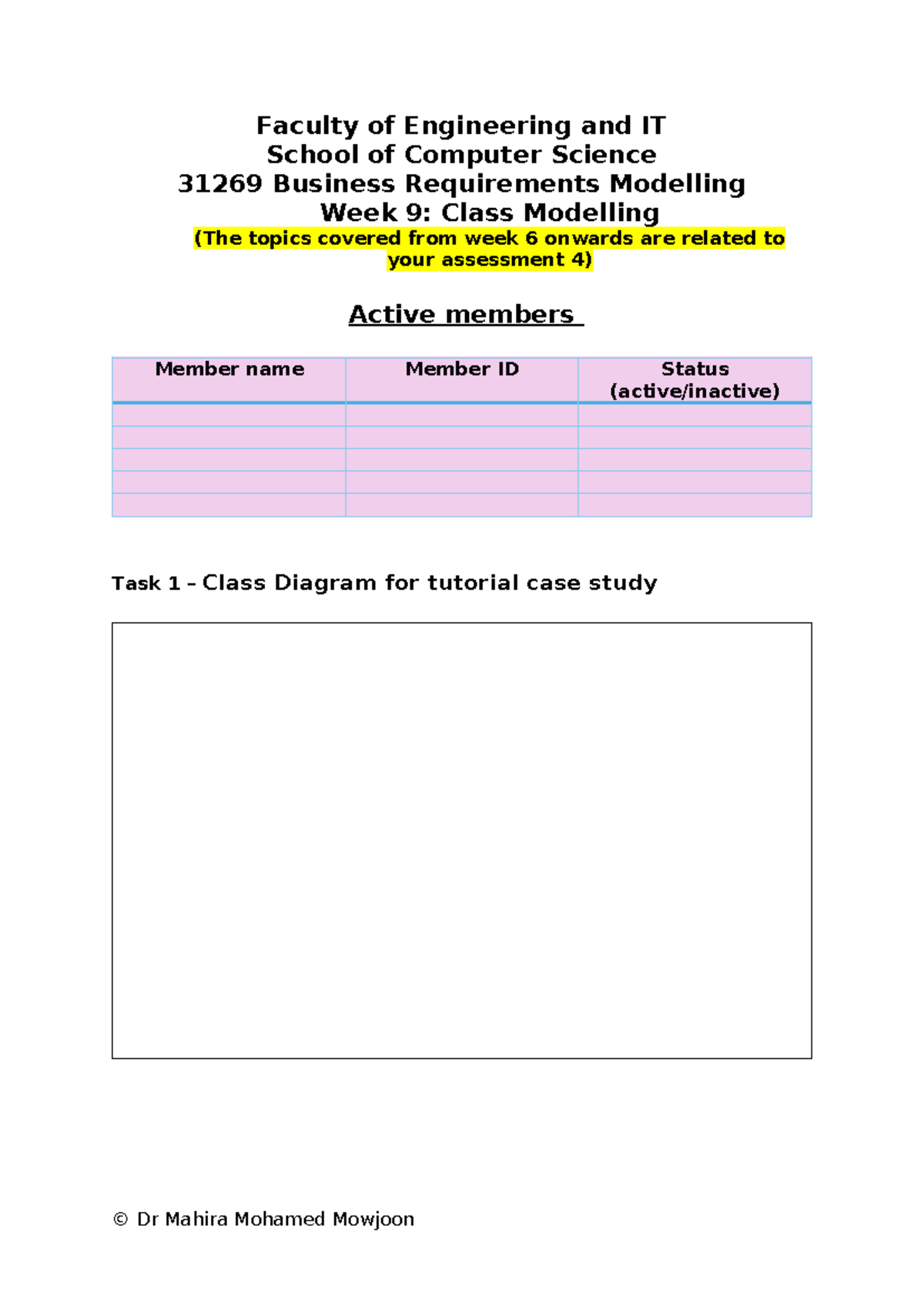 Tutorial 8 Template - 031269 - Faculty of Engineering and IT School of Computer Science 31269 ...