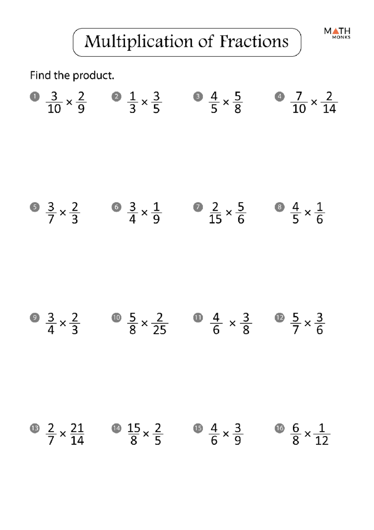 4th Grade Multiplying Fractions Worksheets - Mathematics ...