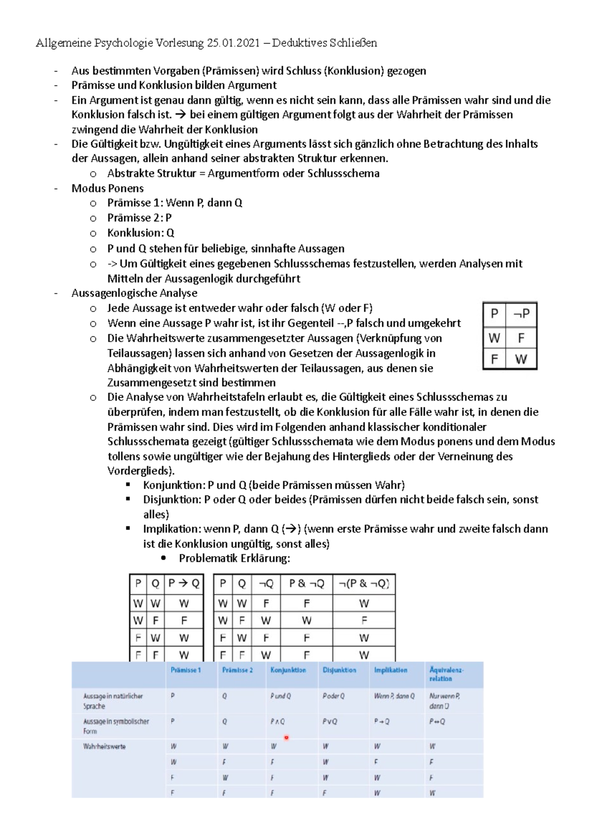 Allgemeine Psychologie Vorlesung 25.01.2021 – Deduktives Schließen - Allgemeine Psychologie ...