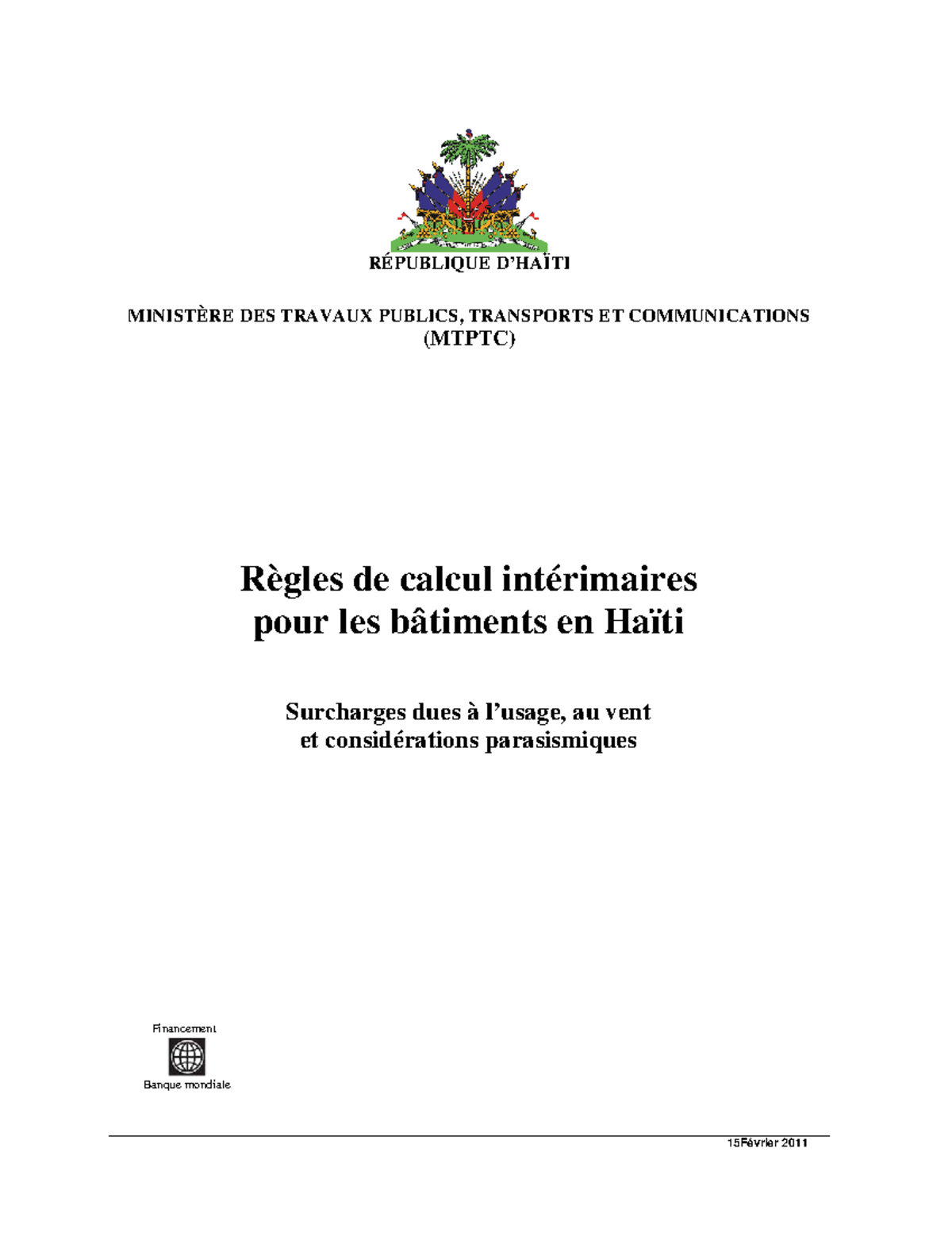 Mtptc regles calcul surcharges usage vent parasismique - 1 5Février ...