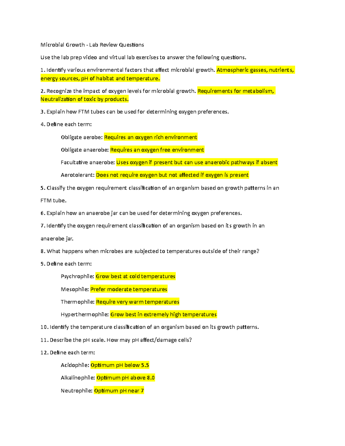 Microbial Growth - Lab review - Identify various environmental factors ...
