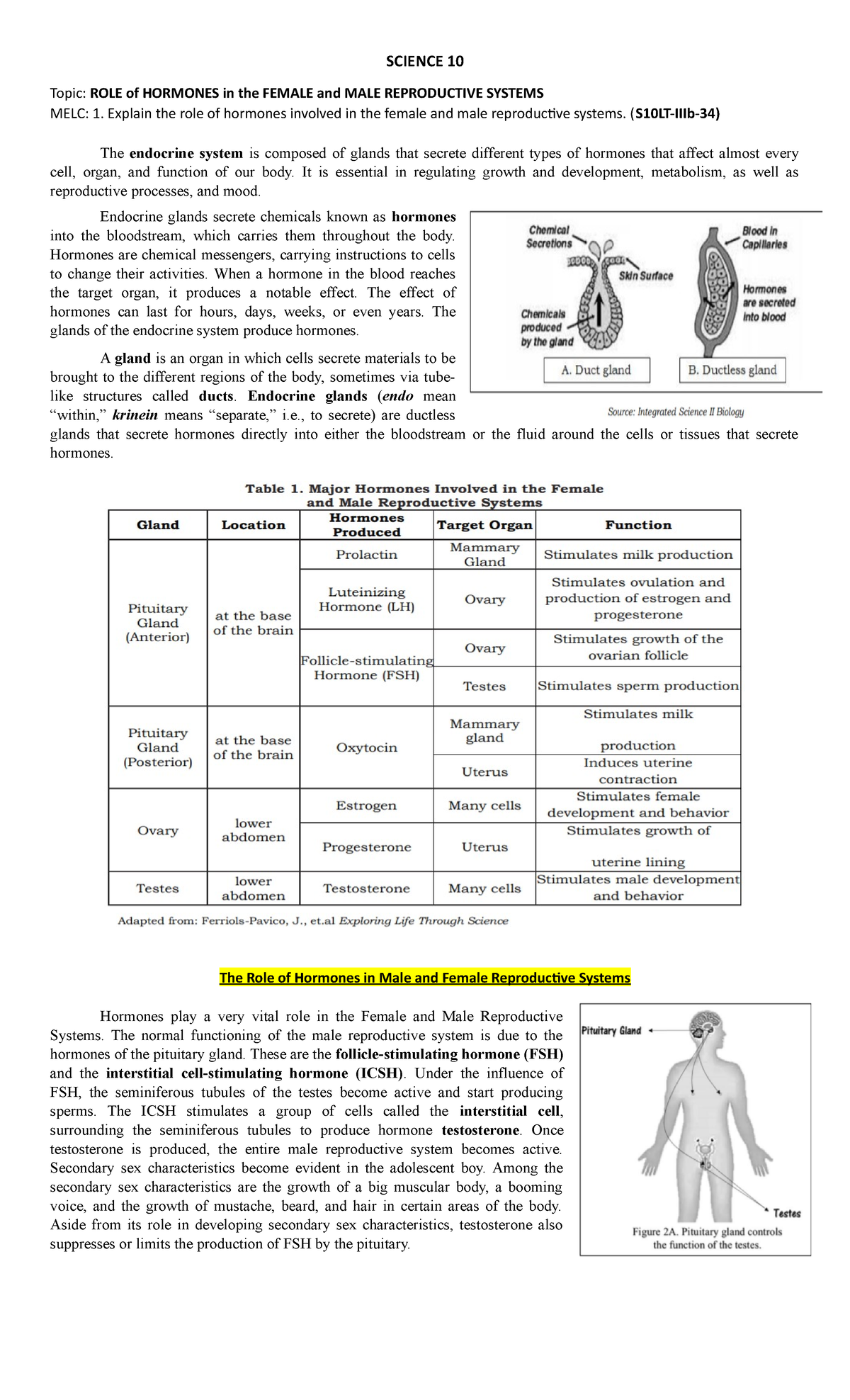 Science 10 - Endocrine System & Ecosystem-Biodiversity - SCIENCE 10 ...