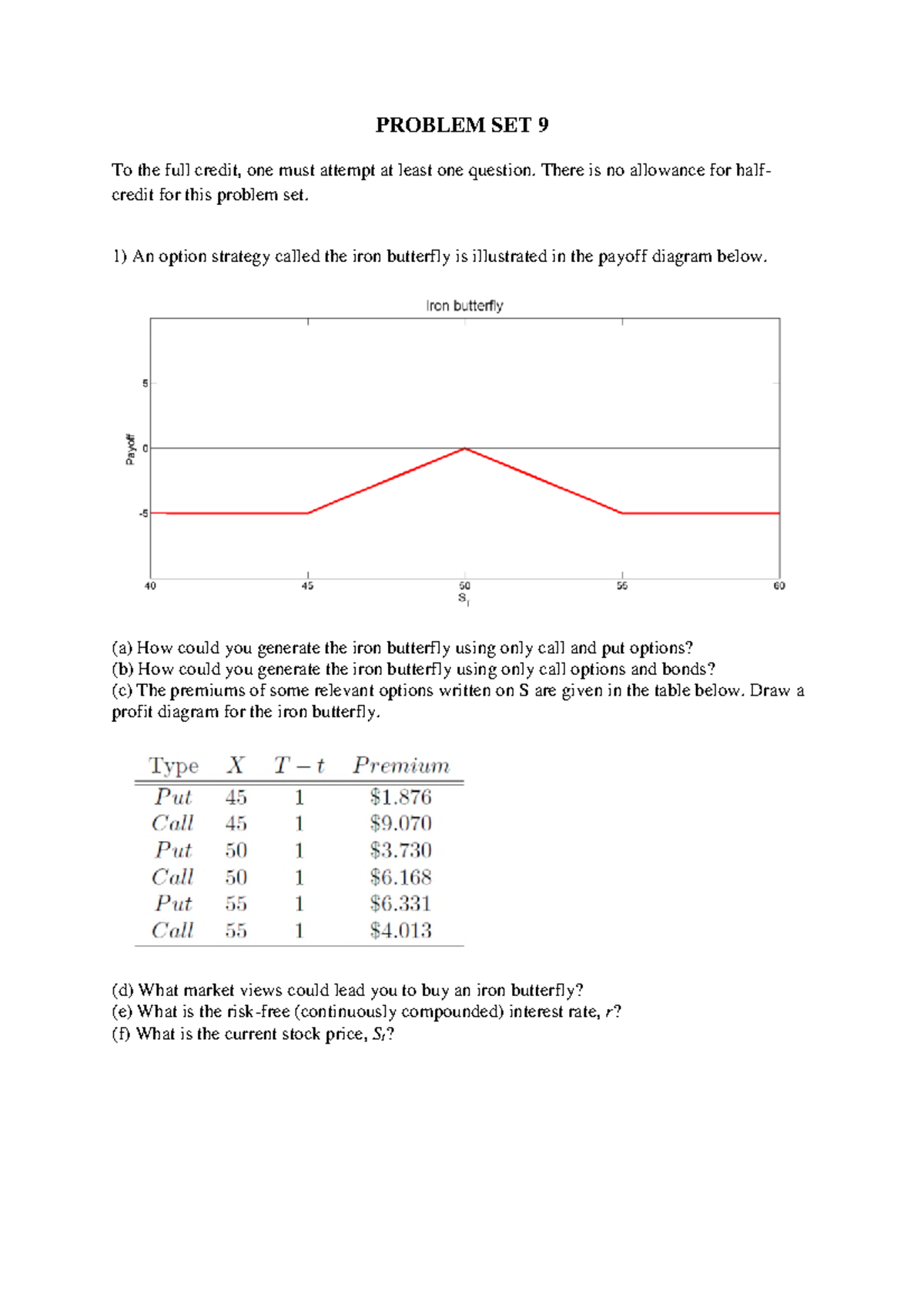 Problem set 9 - tut question - PROBLEM SET 9 To the full credit, one ...