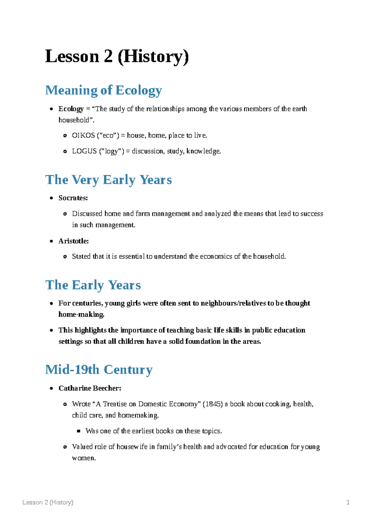 Lesson 2 (History) - Lesson 2 (History) Meaning of Ecology Ecology ...
