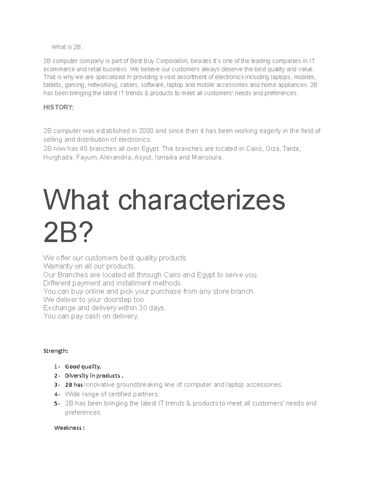 Company vision and values - What is 2B : 2B computer company is part of ...