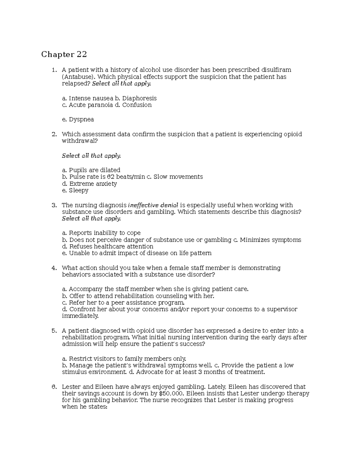 Chapter 22 psych - Reviewer - Chapter 22 A patient with a history of ...