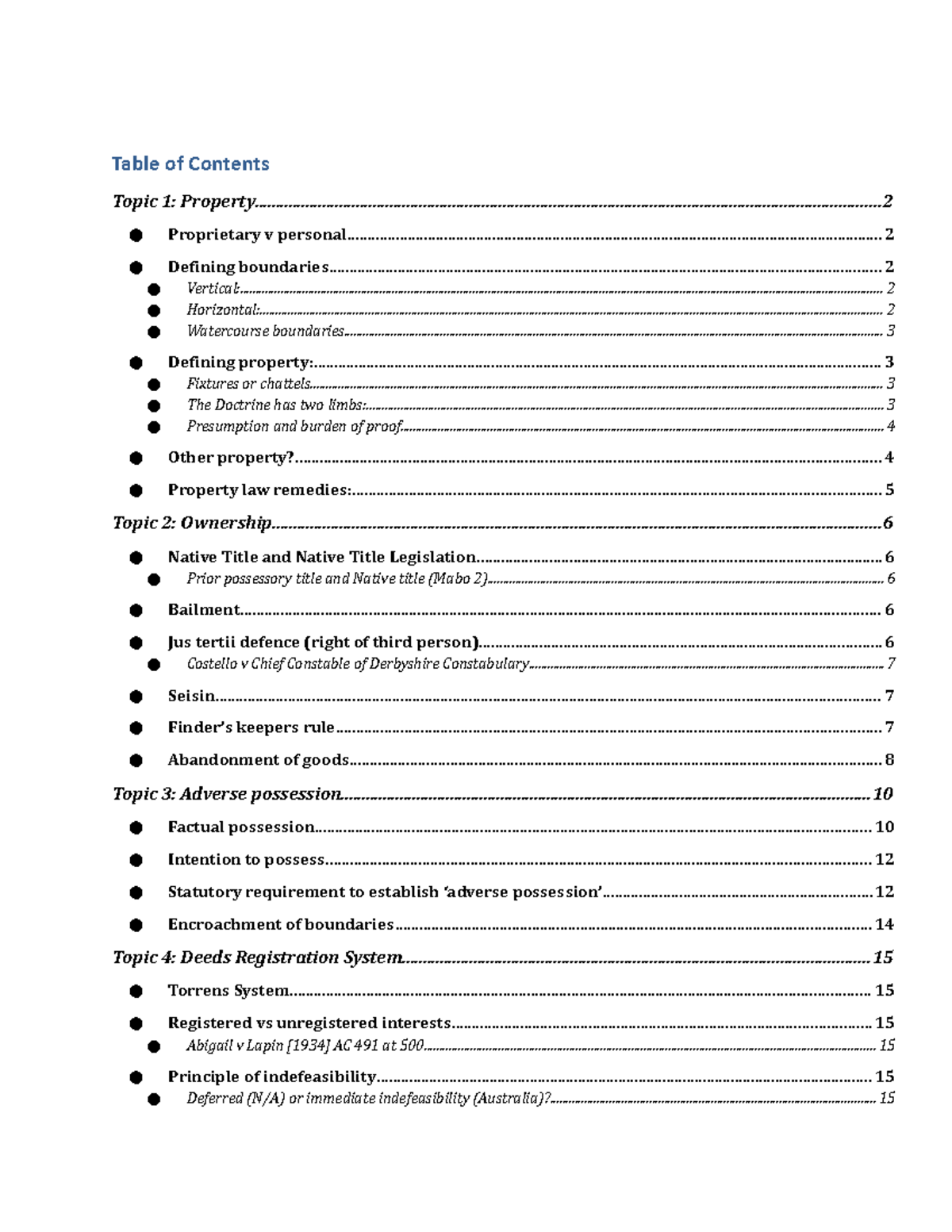 Exam notes - Table of Contents Topic 1: - Studocu