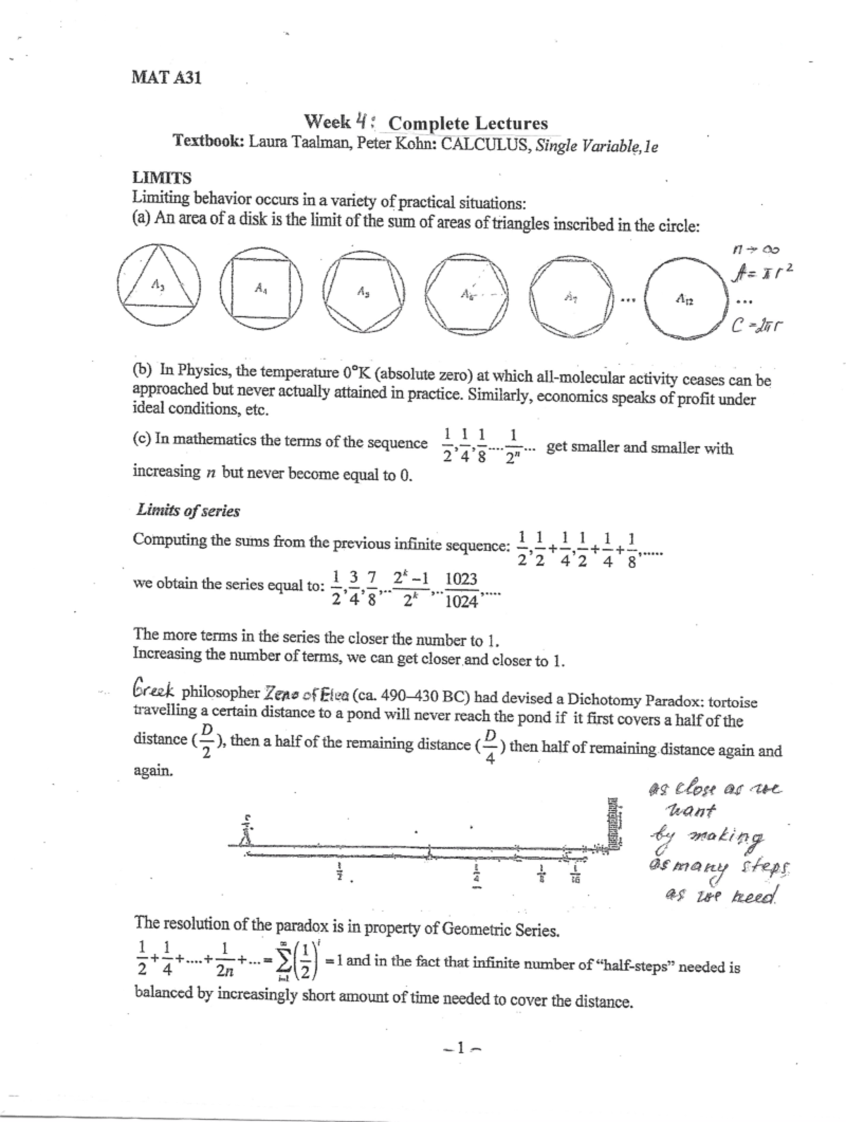 A31 W4 Complete lectures (part I) - MATA31 - Studocu