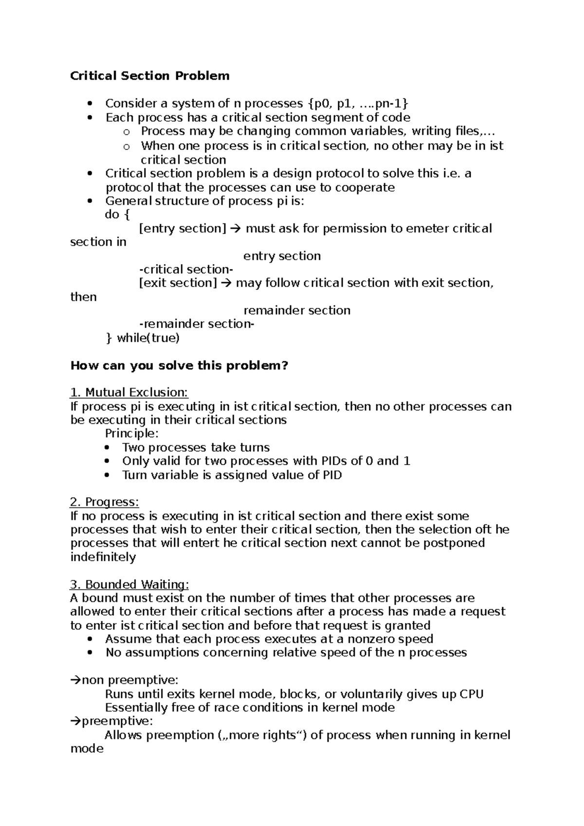 Critical section problem - Critical Section Problem Consider a system ...