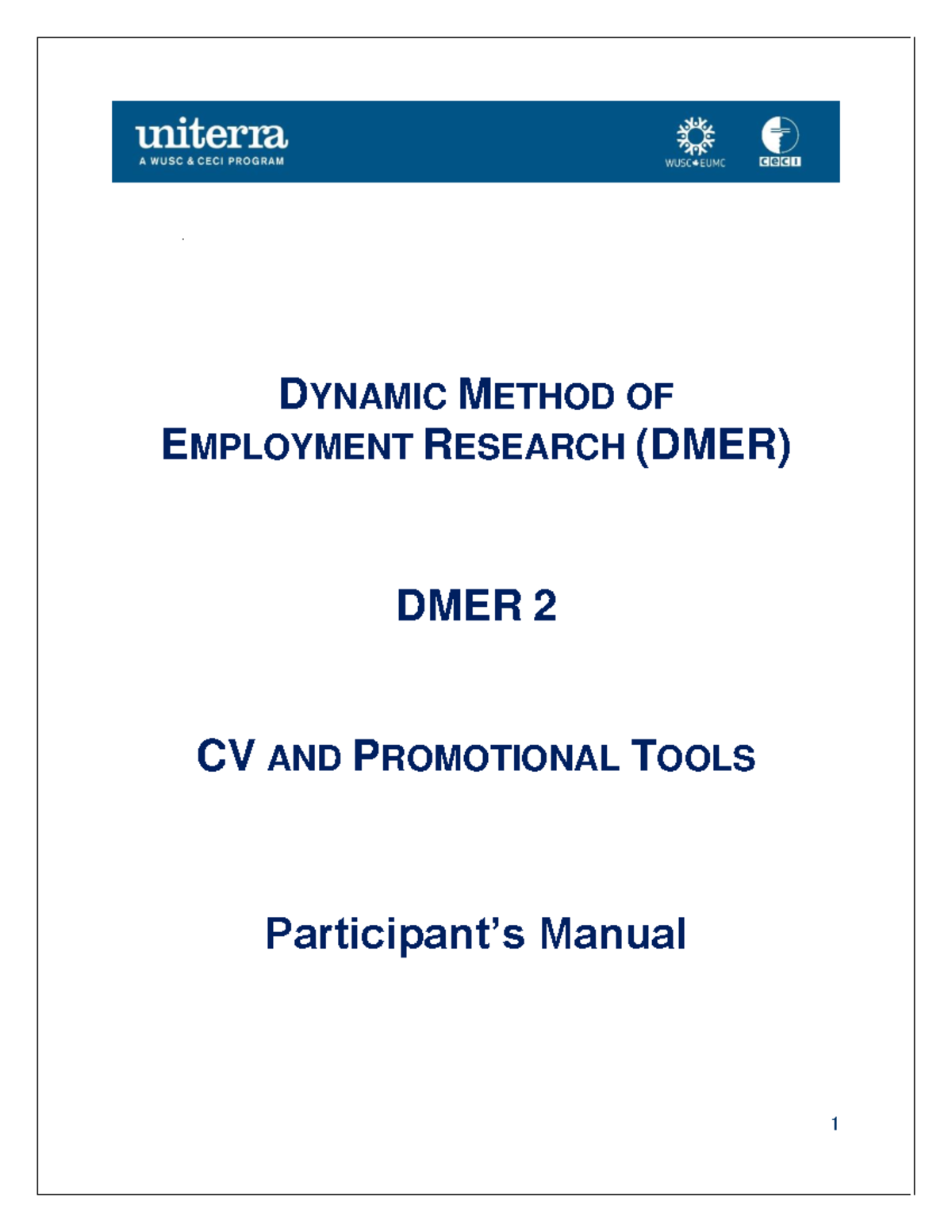 Participant Manual CV Promotional Tools - DYNAMIC METHOD OF EMPLOYMENT ...