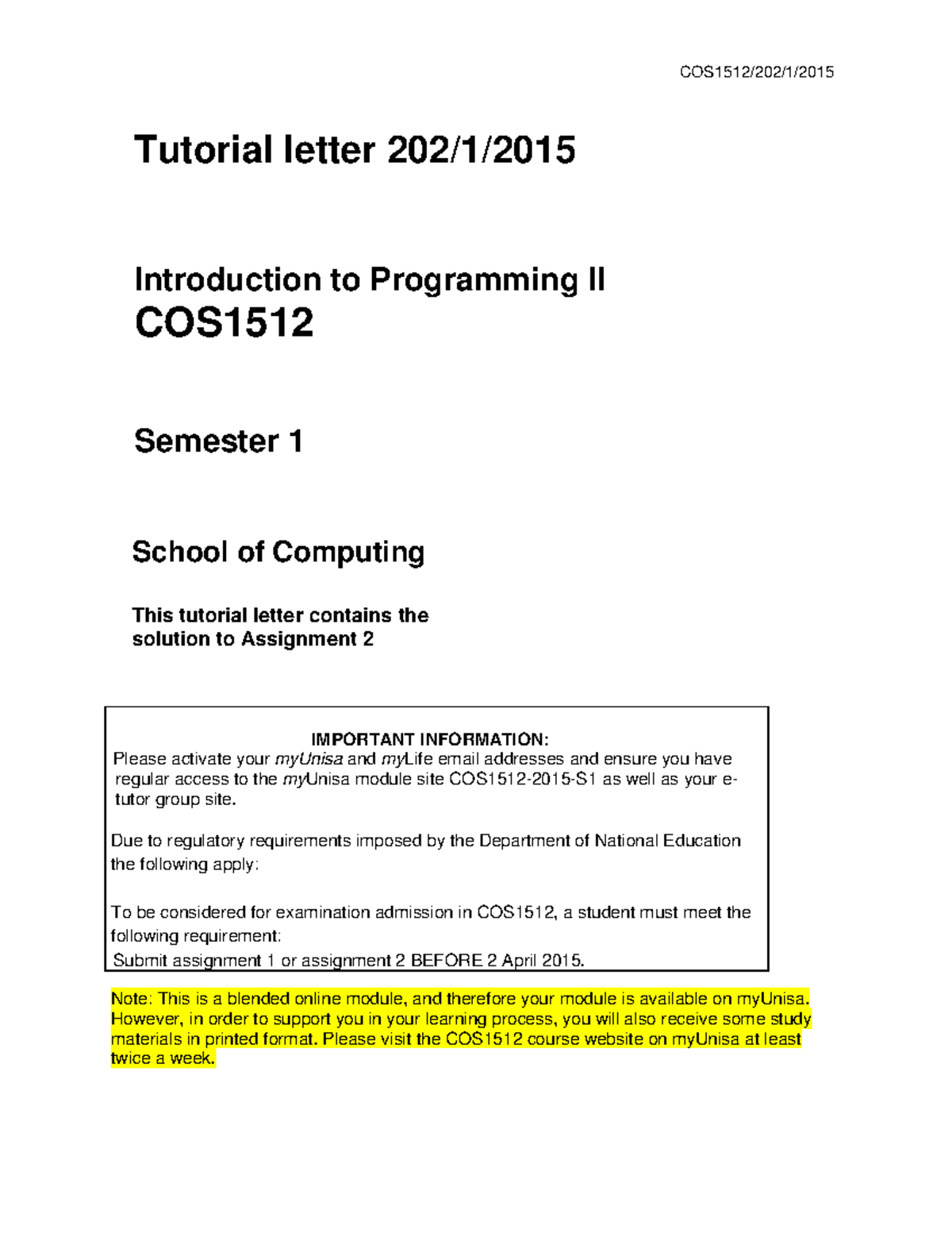 COS1512 202 2015 1 b - tutorial letter - COS1512/202/1/2015 Tutorial ...