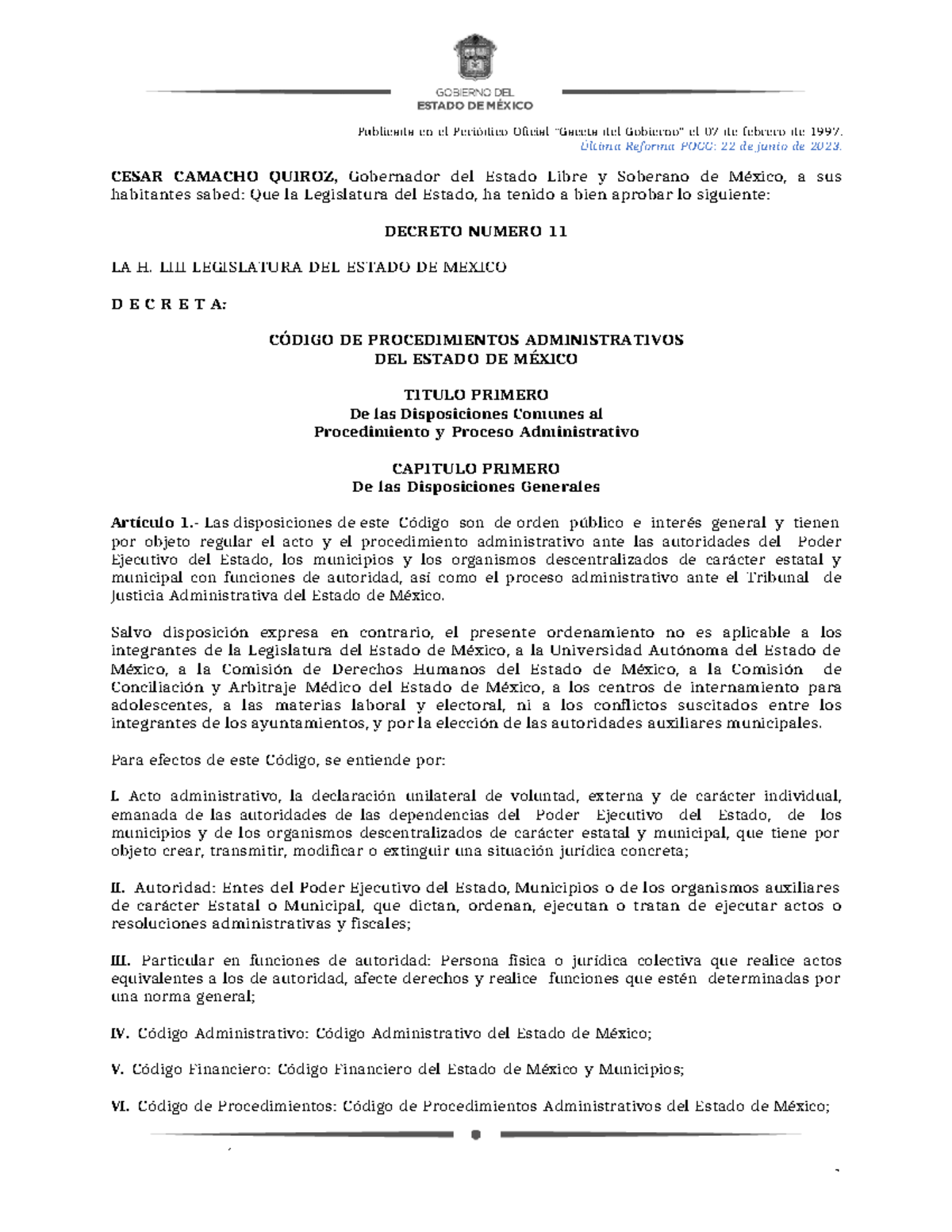 Administración 2 - Hjjjkk - Última Reforma POGG: 22 de junio de 2023 ...