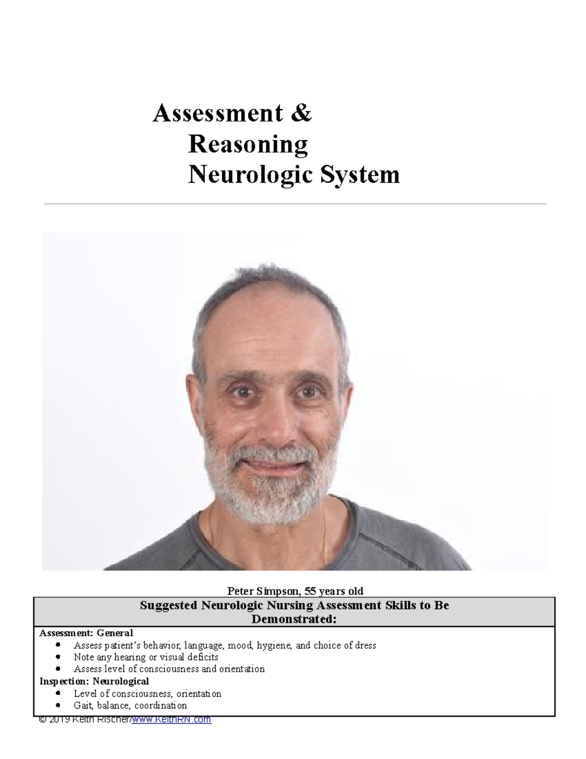 Clinical Assignment 3 - case study - © 2019 Keith KeithRN Assessment ...