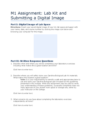 M9 Lab Report - assignment worksheet - ©2014, Carolina Biological ...