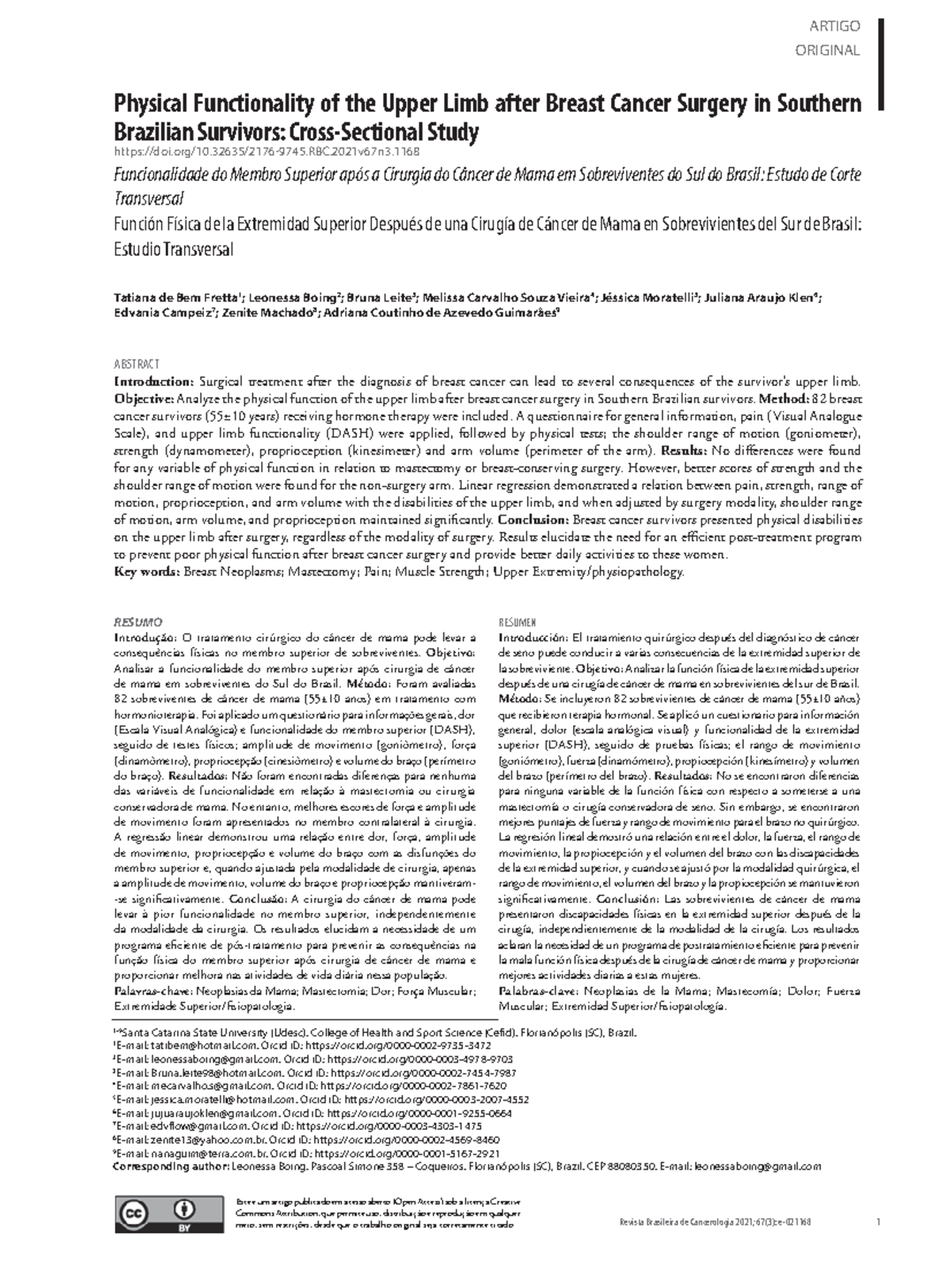 Sfreire,+art2+ - artigo - Upper Limb after Breast Cancer Surgery ...