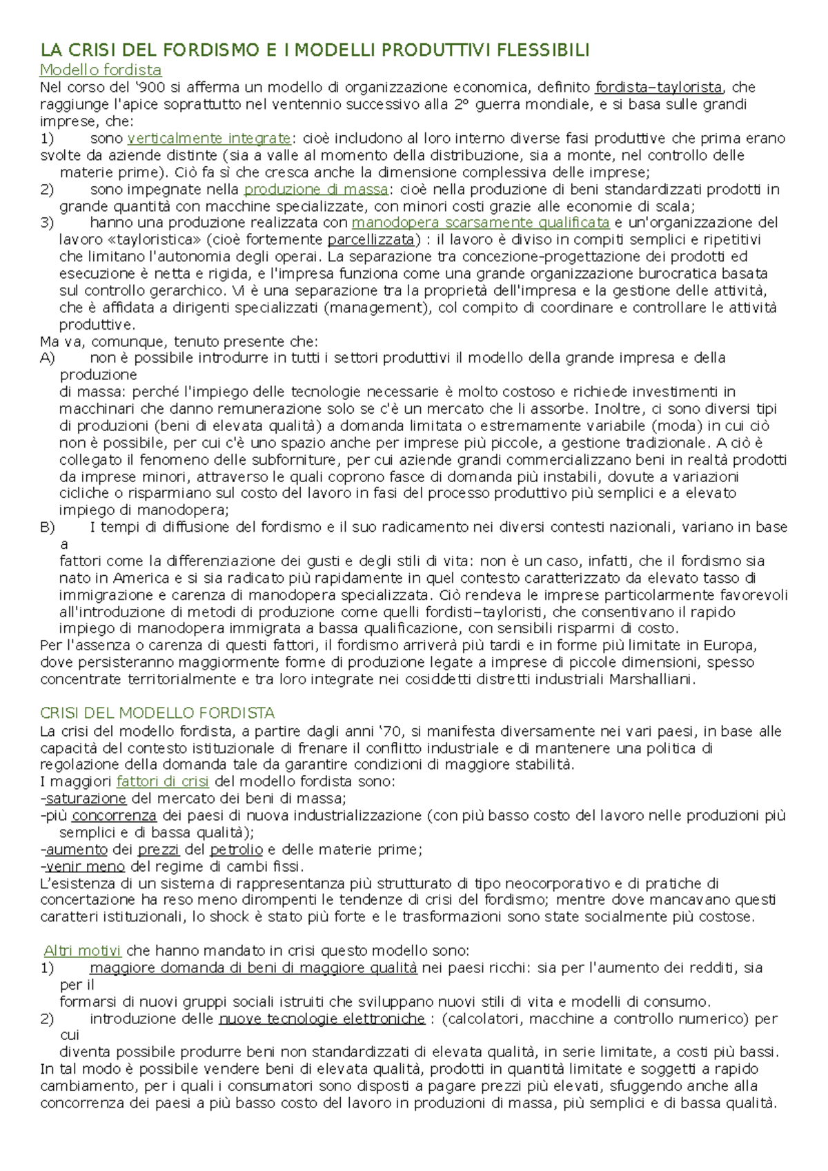 La crisi del fordismo - LA CRISI DEL FORDISMO E I MODELLI PRODUTTIVI ...