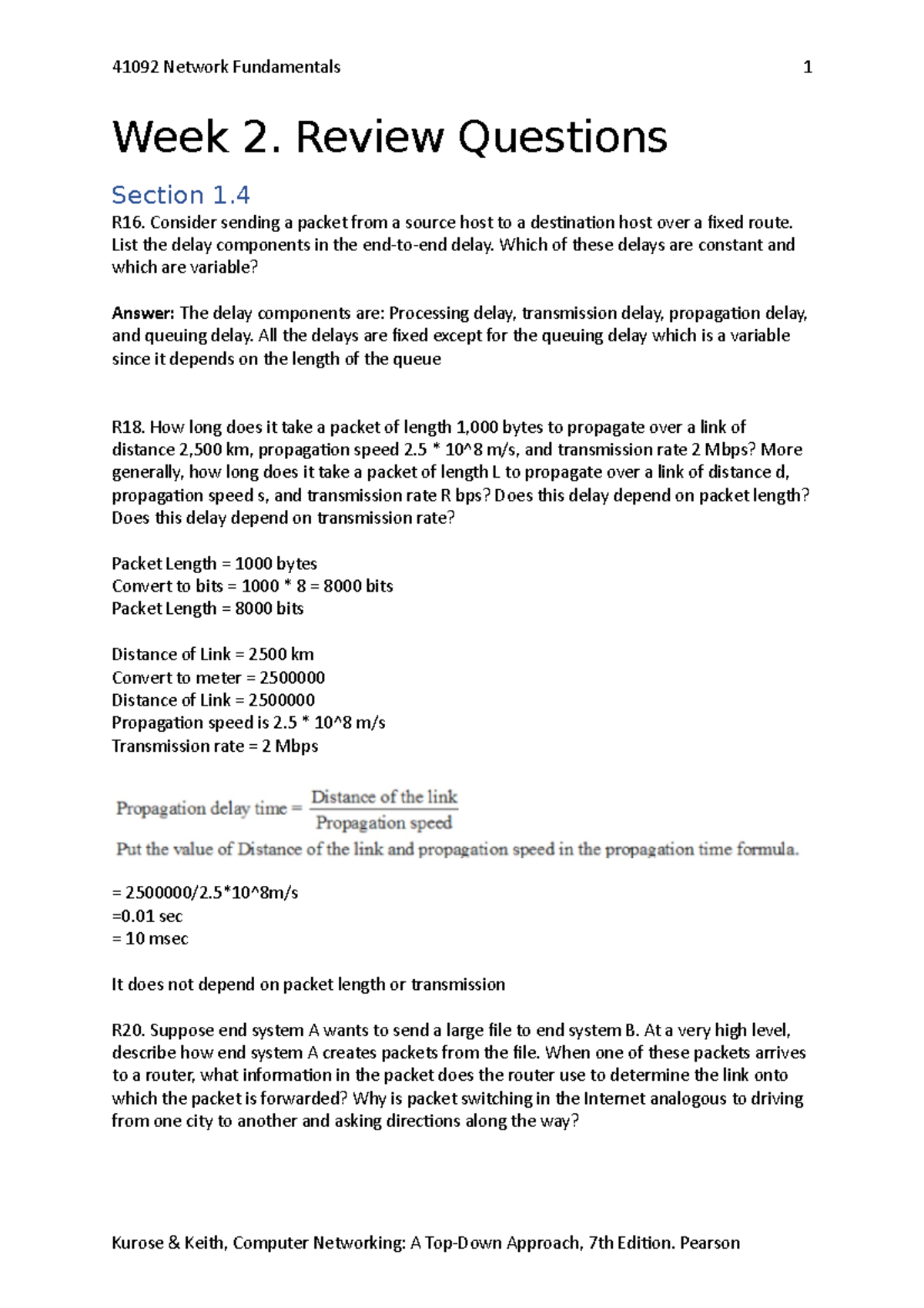 Week2 Review Question 41092 Network Fundamentals Week 2 Review Questions Section 1 R16
