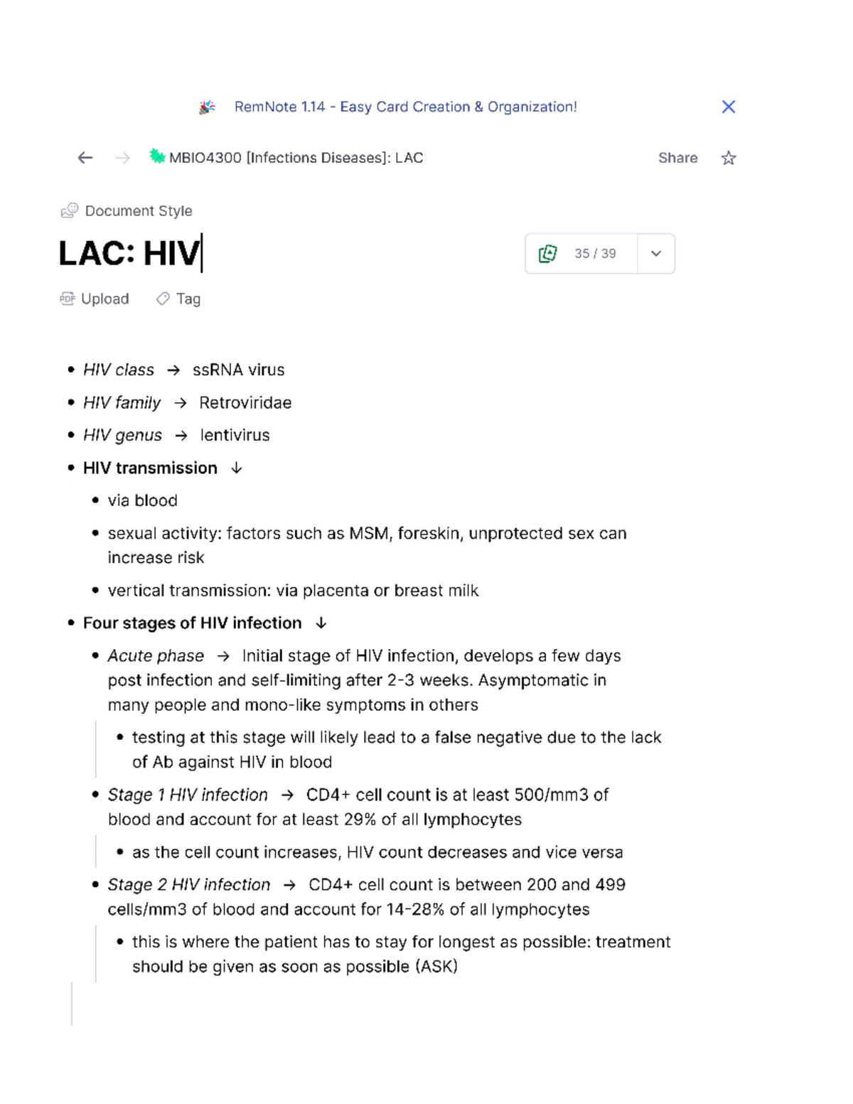 HIV notes - MBIO 4030 - Studocu
