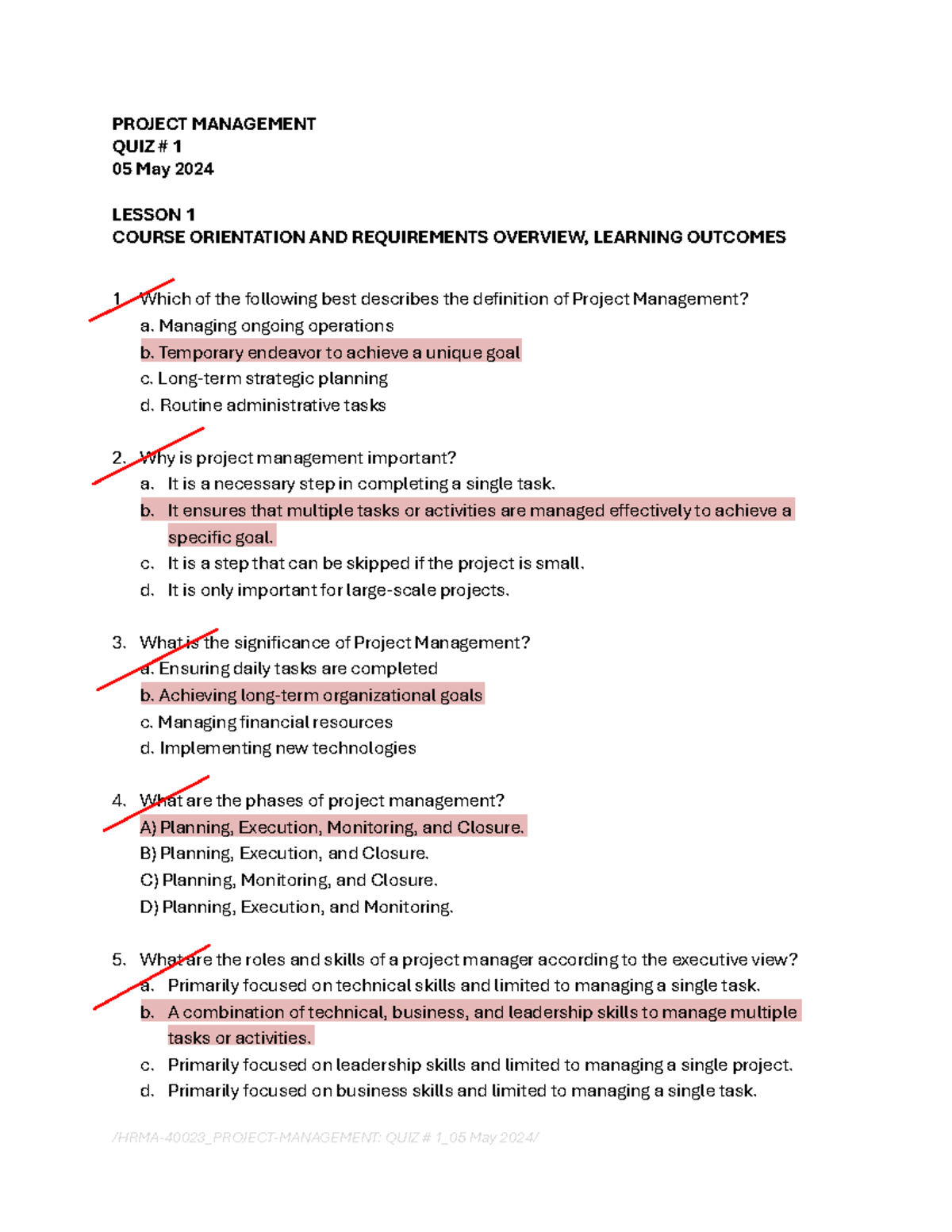 PROJMANNNNNN QUIZ 1 - /HRMA-40023_PROJECT-MANAGEMENT: QUIZ # 1_05 May ...