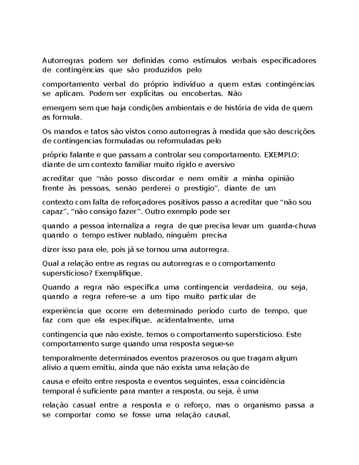 Comportamento Verbal - Guia - Autorregras podem ser definidas como ...