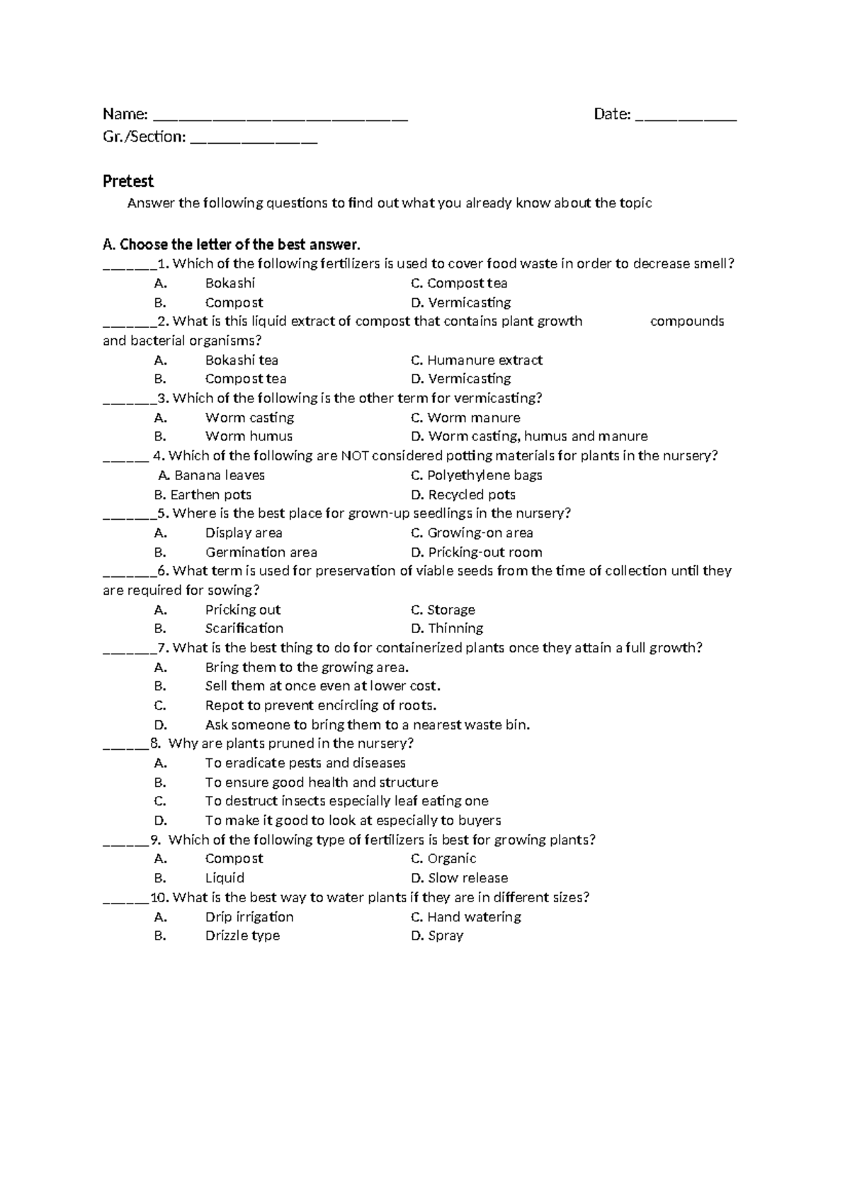 Activity Sheet - Name: ______________________________ Date: ____________ Gr./Section: - Studocu