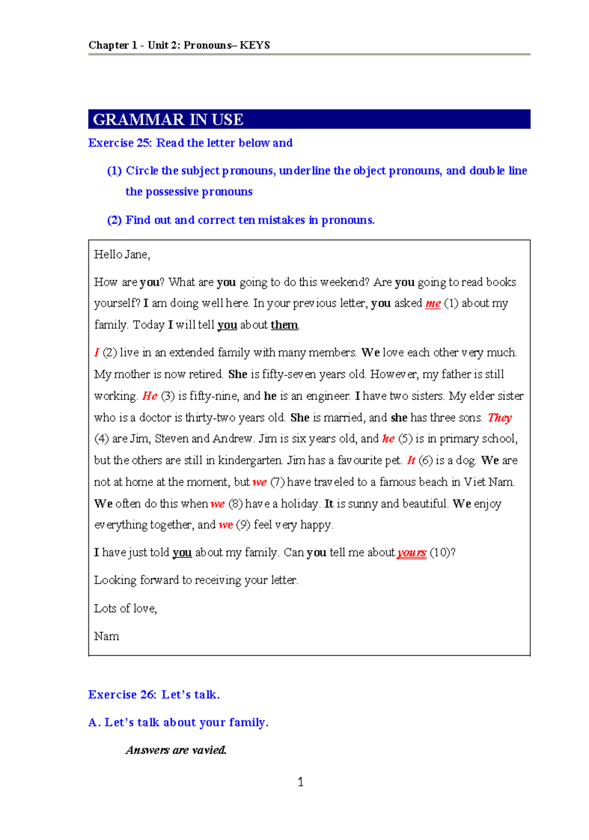 C1-U2-Pronouns-Grammar in use-KEYS - Chapter 1 - Unit 2: Pronouns– KEYS ...