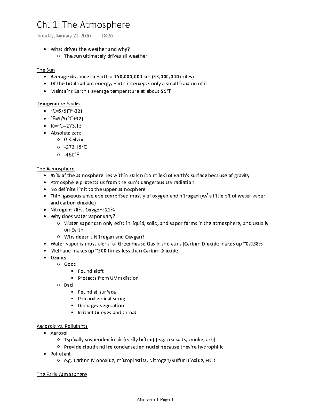 Ch. 1 The Atmosphere - Lecture notes 1 - What drives the weather and ...