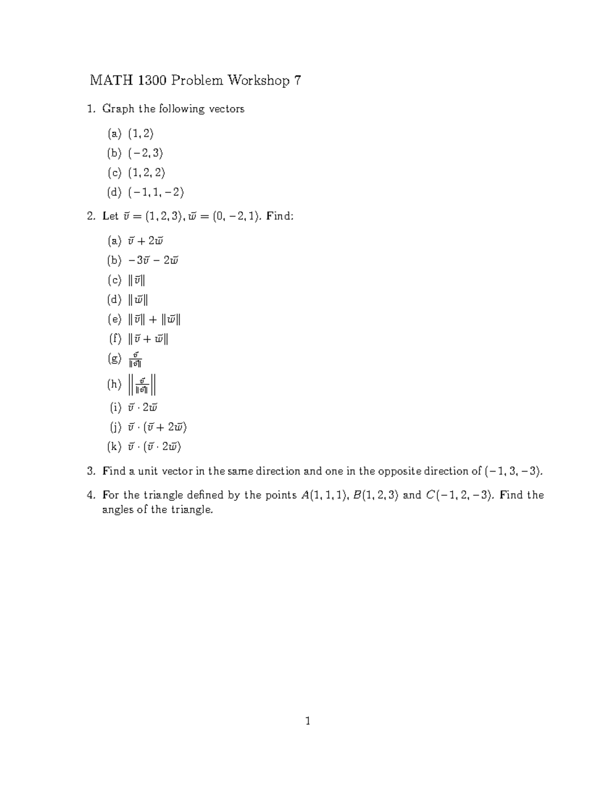 PW7 - practice questions - MATH 1300 Problem Workshop 7 Graph the ...
