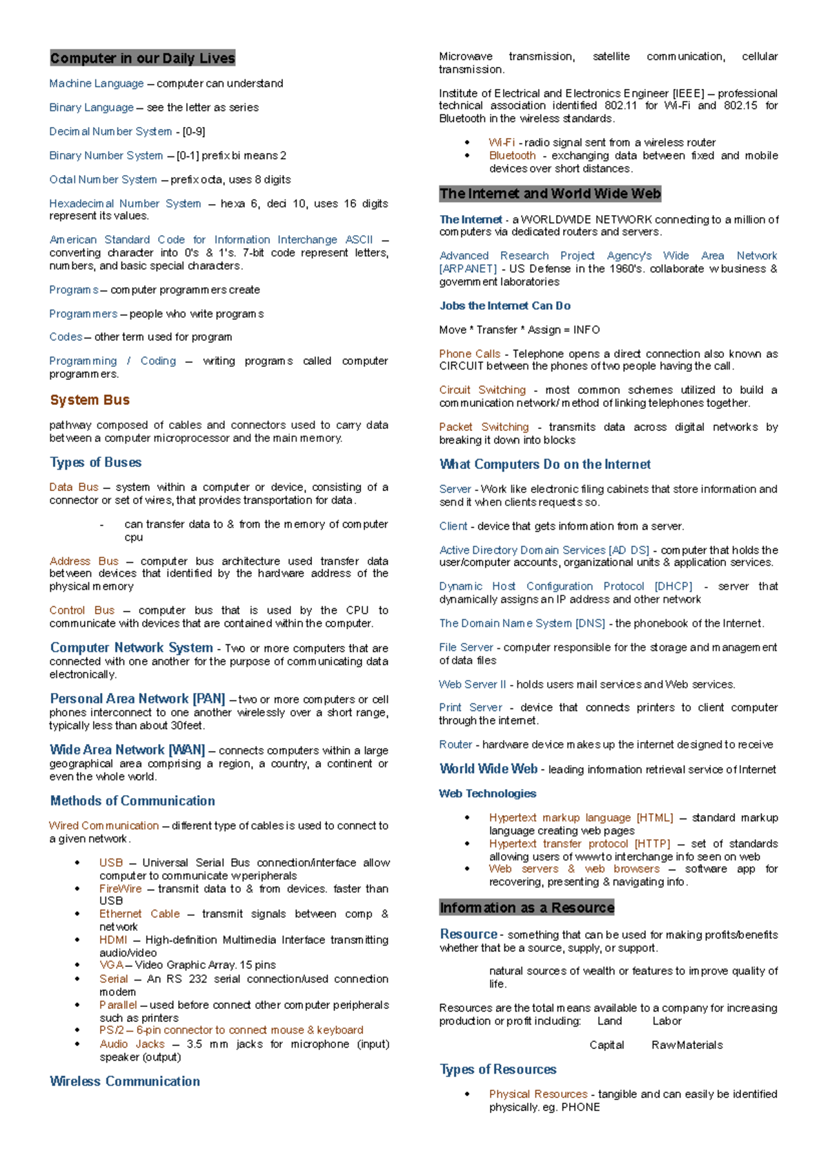 Information and Communications Technology Reviewer - Computer in our ...