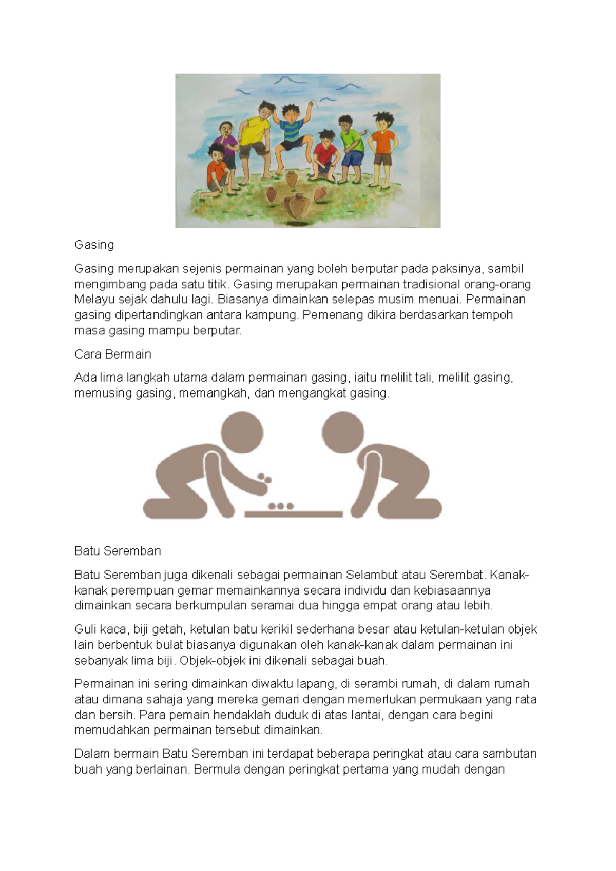 Intro Traditional game - Gasing Gasing merupakan sejenis permainan yang ...