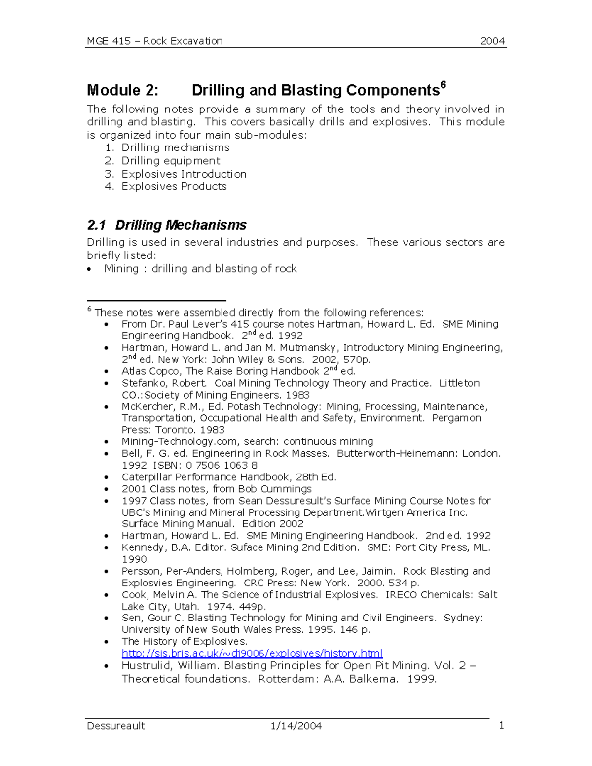 Drilling and blasting components - Module 2: Drilling and Blasting ...