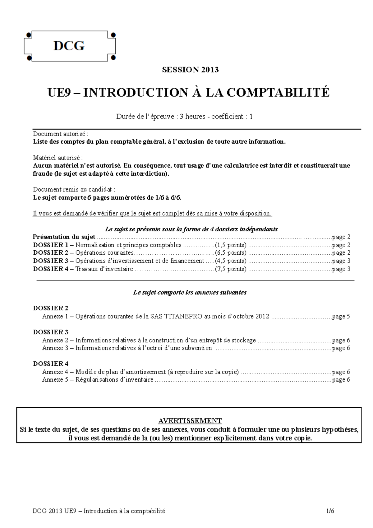 UE9 - Sujet 2013 - dcg - Biomedical lab Sciences - INES - Studocu