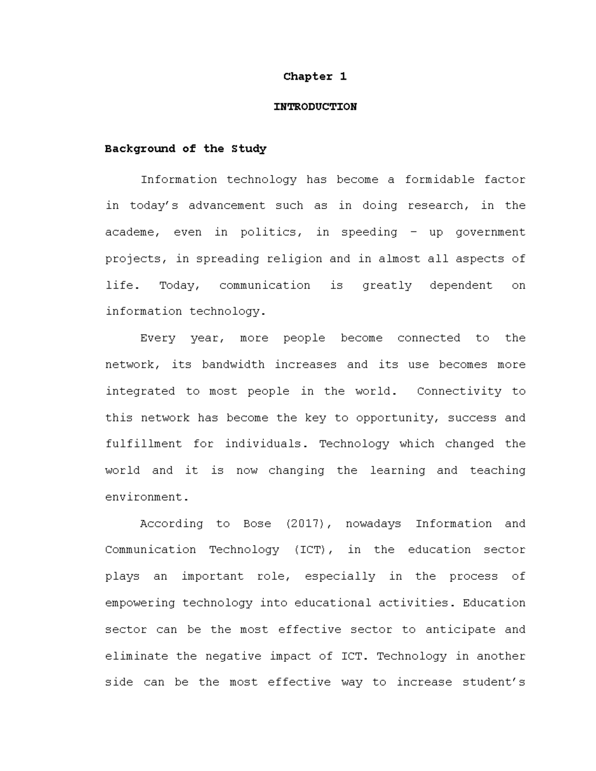 Chapter-1 researchsample - Chapter 1 INTRODUCTION Background of the ...