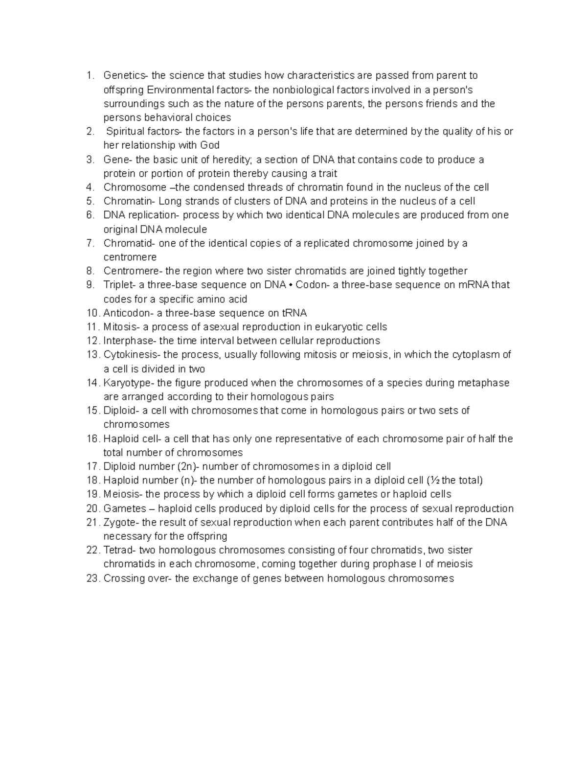 Module 6 Study Guide - Genetics- the science that studies how ...