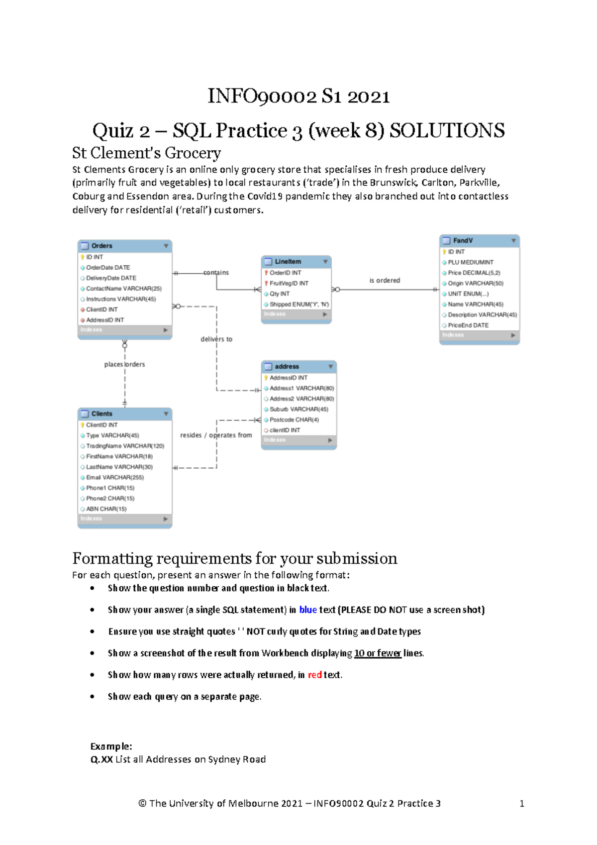 INFO90002 Quiz 2 Practice 3 Solutions - INFO90002 S1 2021 Quiz 2 – SQL Practice 3 (week 8 ...