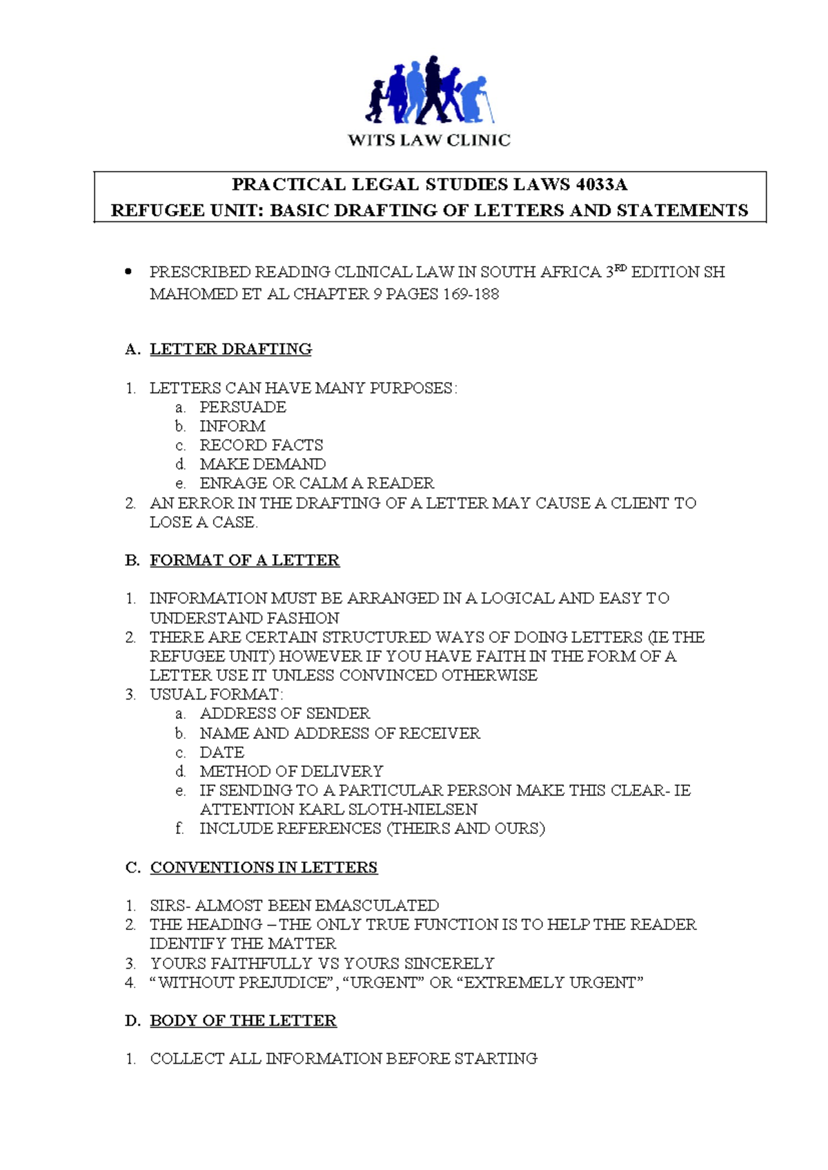 Basic Drafting-1 - how to draft letters - PRACTICAL LEGAL STUDIES LAWS ...