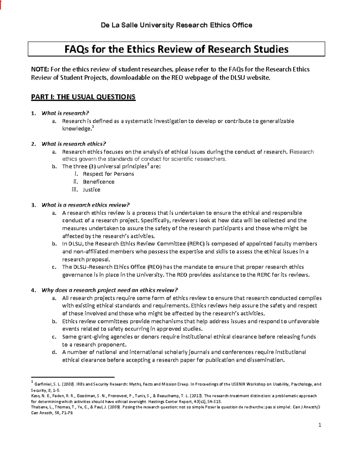 Faqs research ethics review of research studies - FAQs for the Ethics Review of Research Studies ...