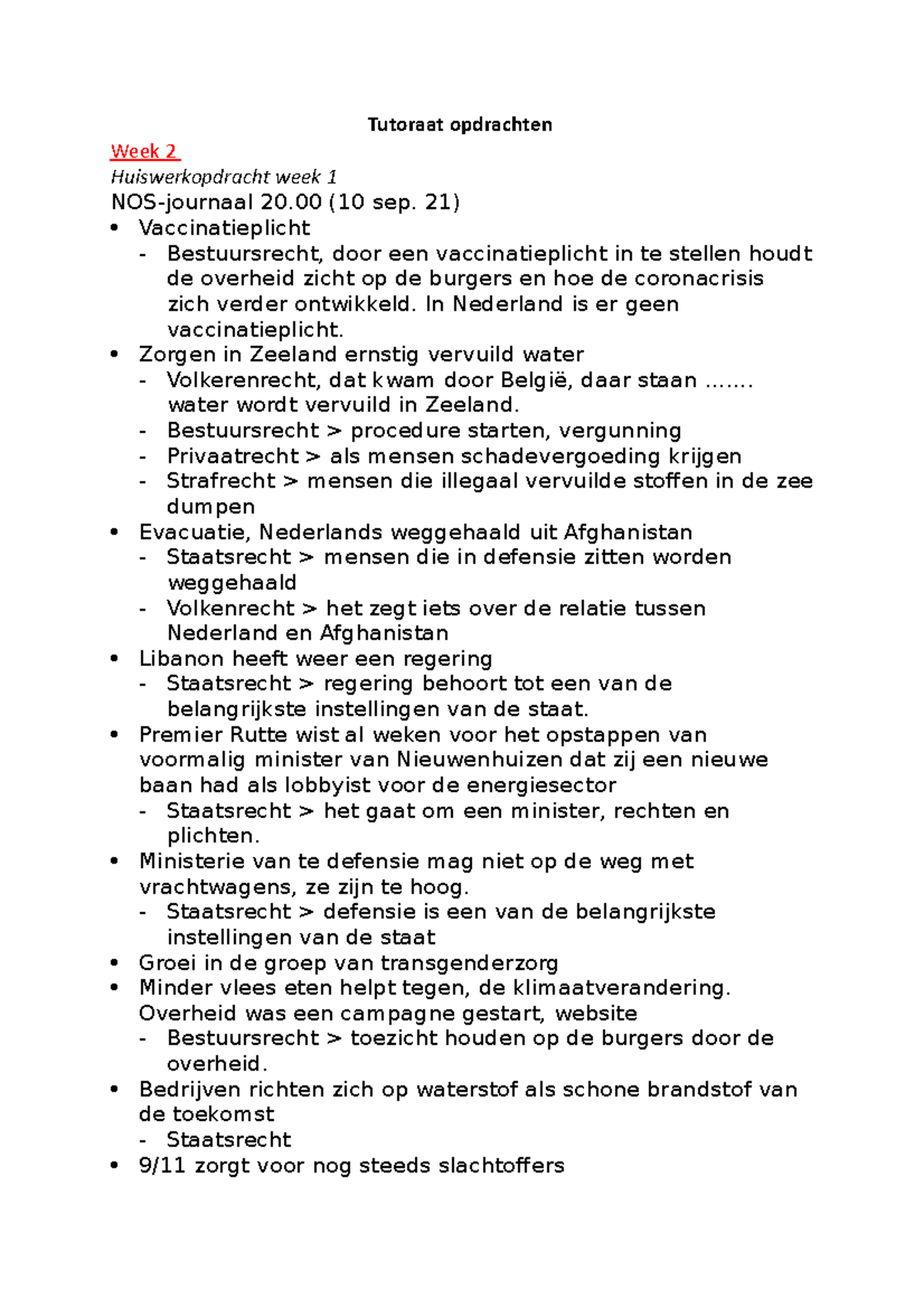 Tutoraat opdrachten S1 - Tutoraat opdrachten Week 2 Huiswerkopdracht ...
