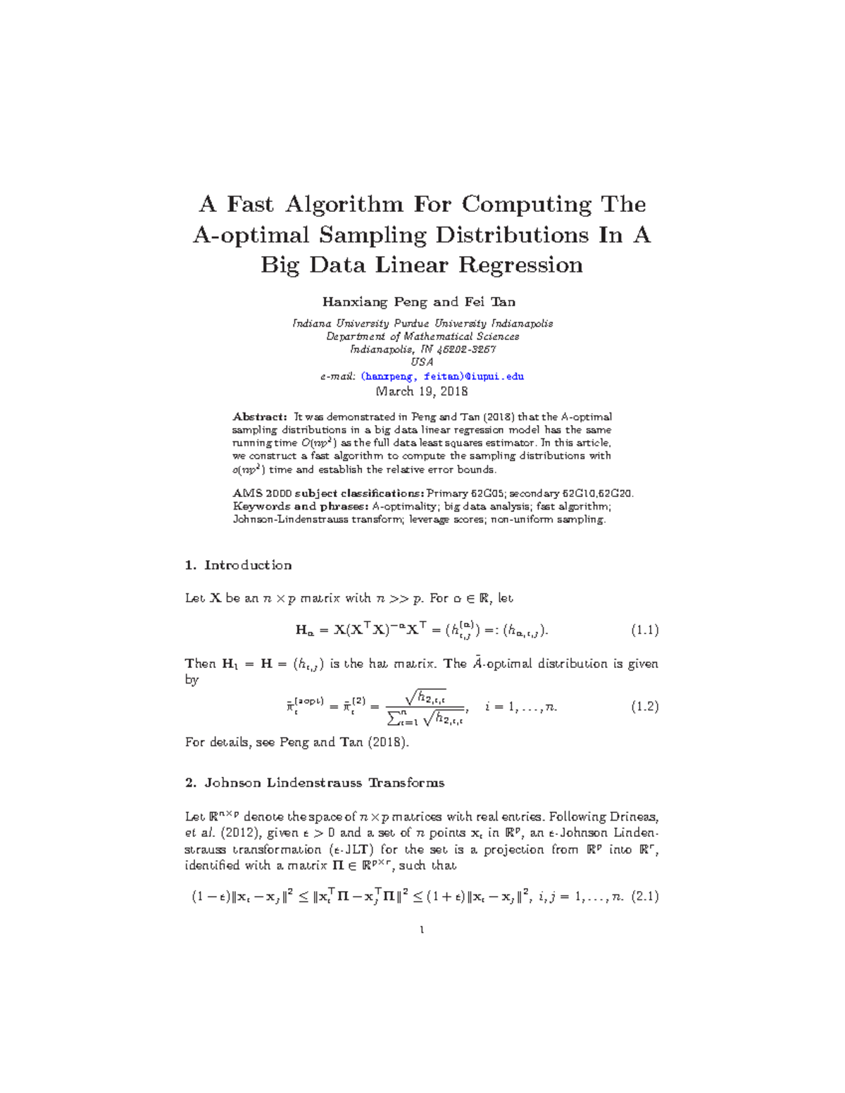 Bigdat reg aopt fast alg - A Fast Algorithm For Computing The A-optimal ...