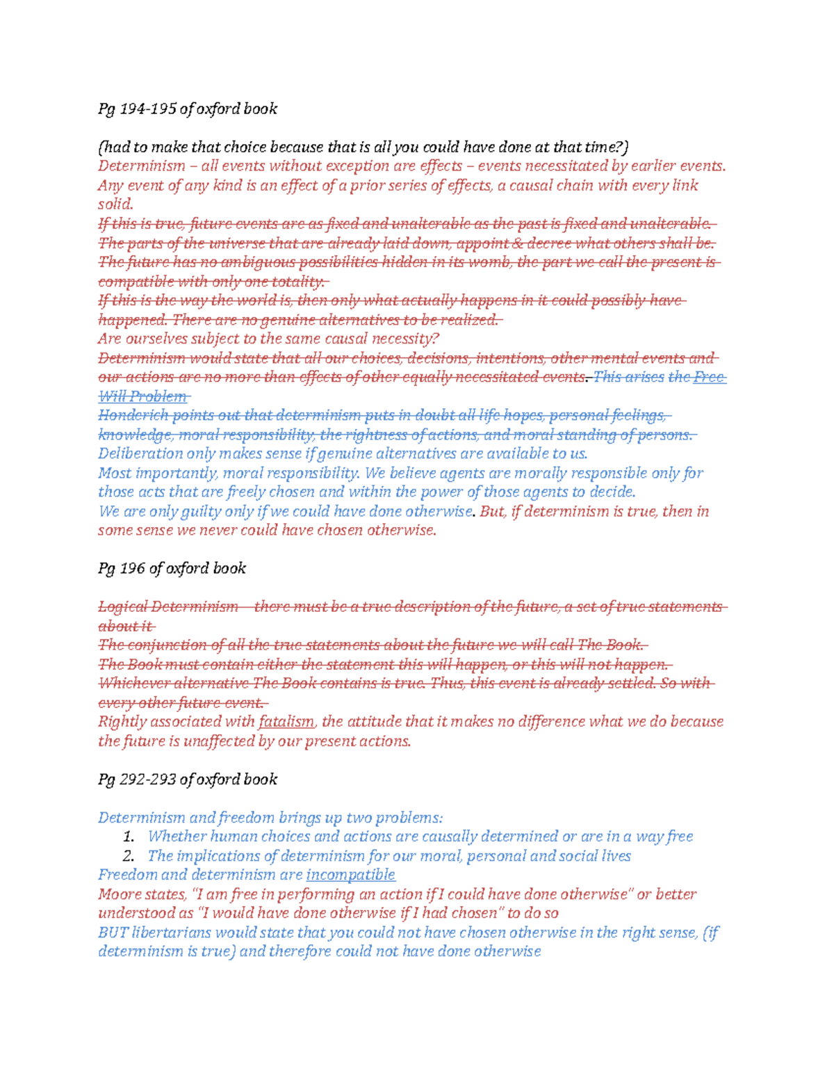 Notes for Philosophy Fate Paper - Pg of oxford book (had to make that ...