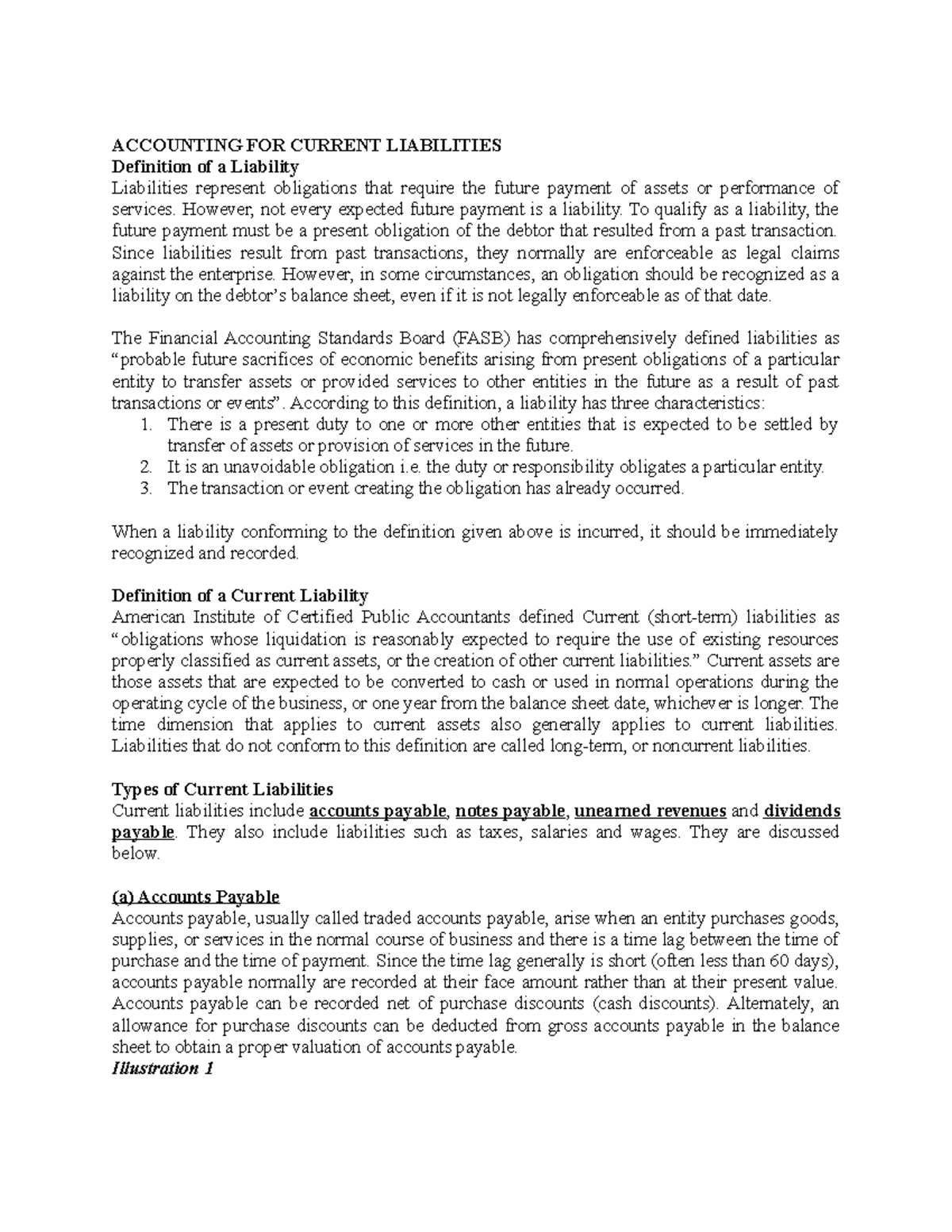 Accounting FOR Current Liabilities notes - ACCOUNTING FOR CURRENT ...