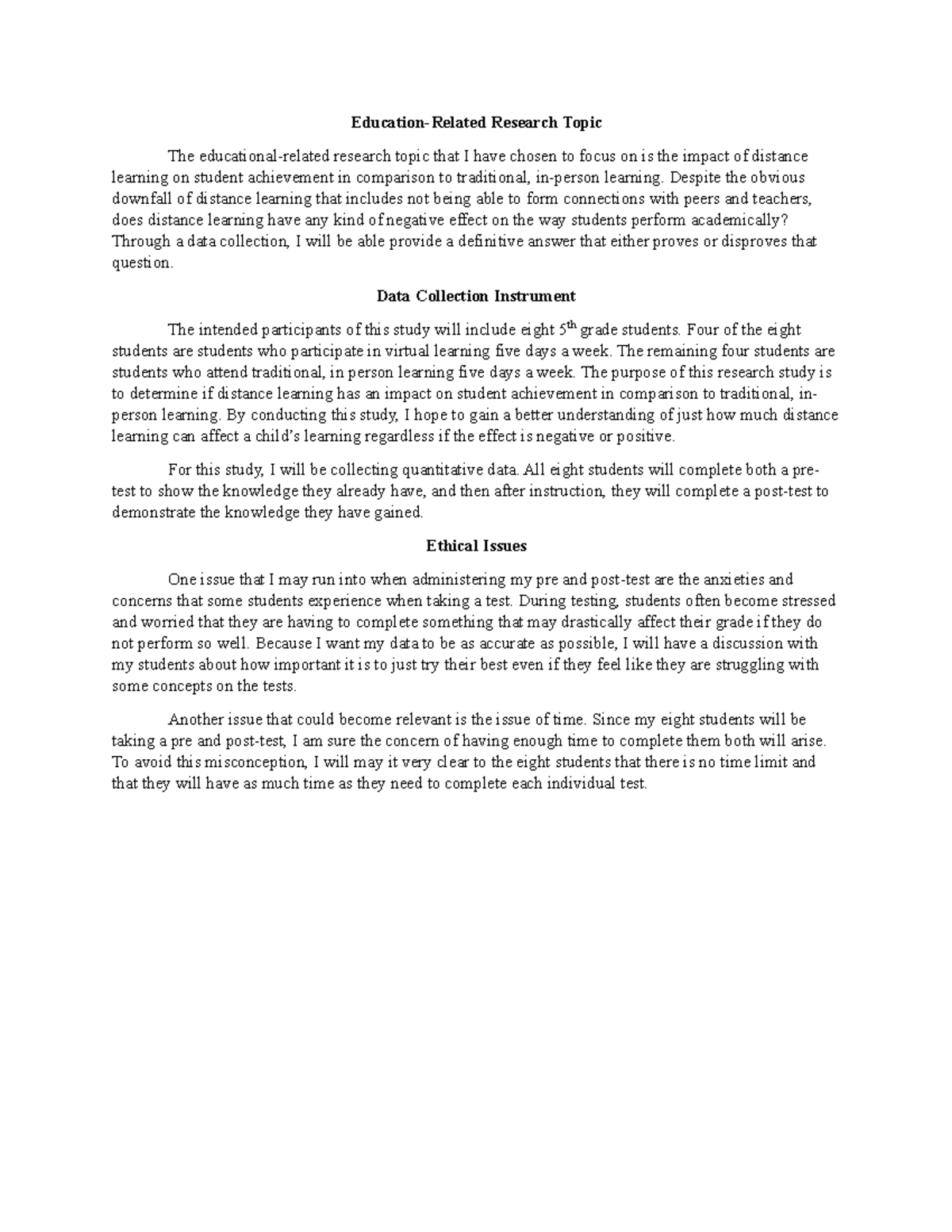 Data Collection Instrument - Education-Related Research Topic The ...