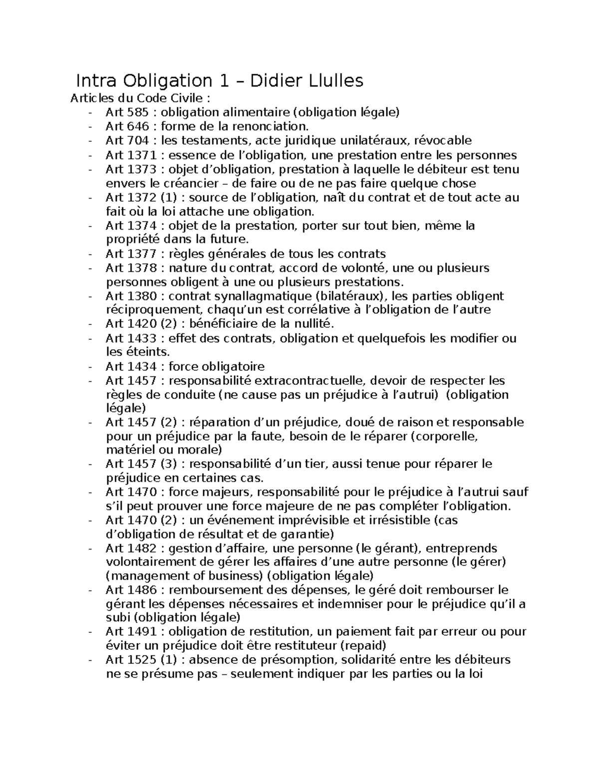 Obli 1 Intra - notes - Intra Obligation 1 – Didier Llulles Articles du ...