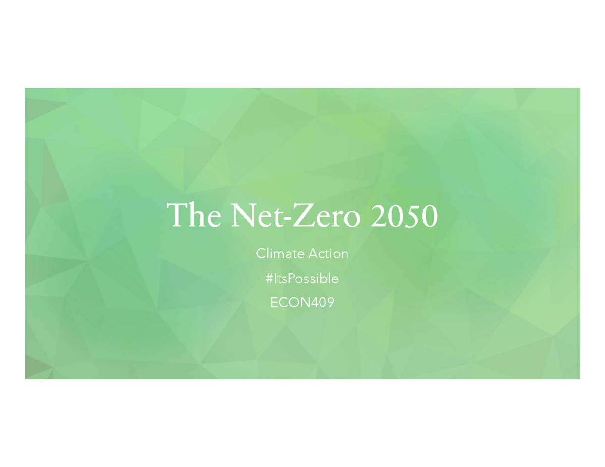 Net zero 2050 - course slides - The Net-Zero 2050 Climate Action # ...