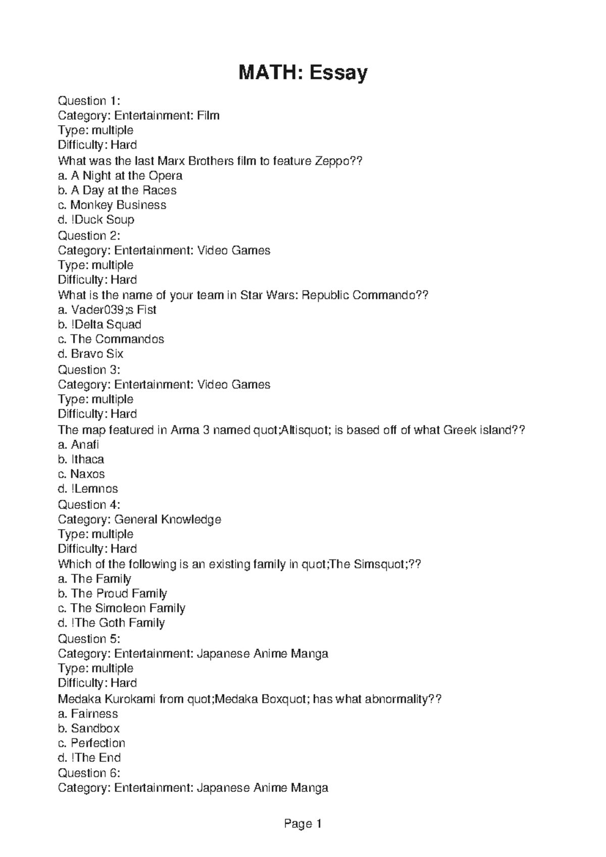 MATH167 Chapter Summary 3 - MATH: Essay Question 1: Category ...