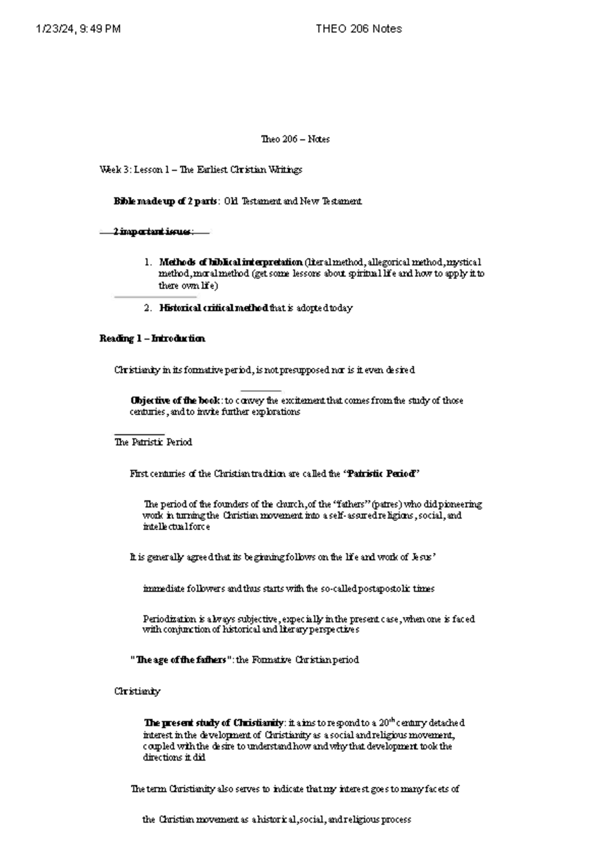 THEO 206 Notes - 1/23/24, 9:49 PM THEO 206 Notes Theo 206 – Notes Week ...