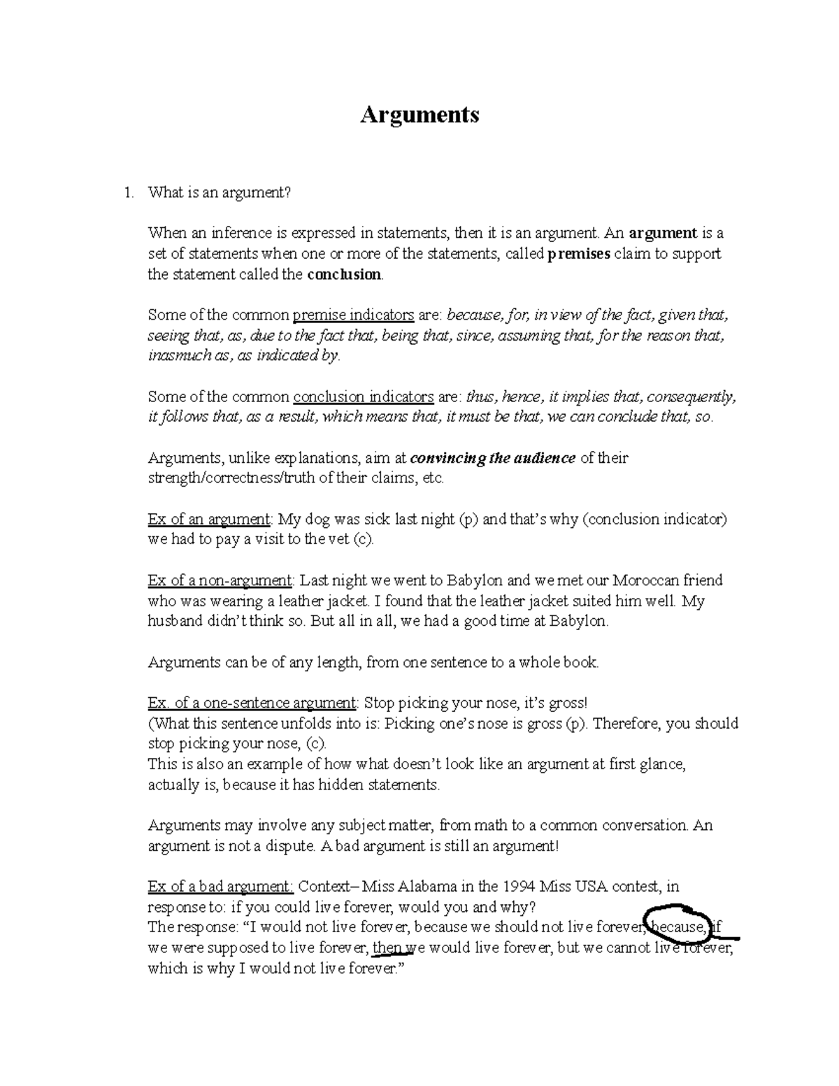 Arguments, lecture on Wed, Oct 4, 2023 - Arguments What is an argument? When an inference is ...