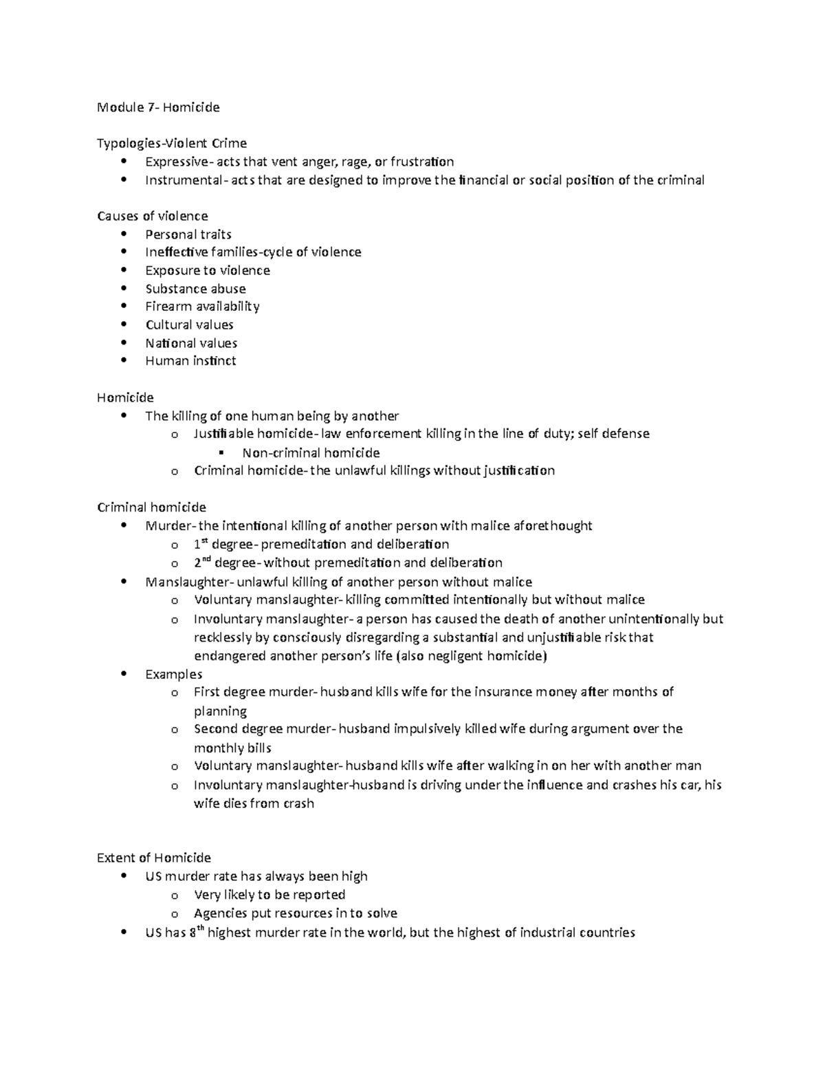 Module 7 - Violent Crime- Homicide - Module 7- Homicide Typologies ...