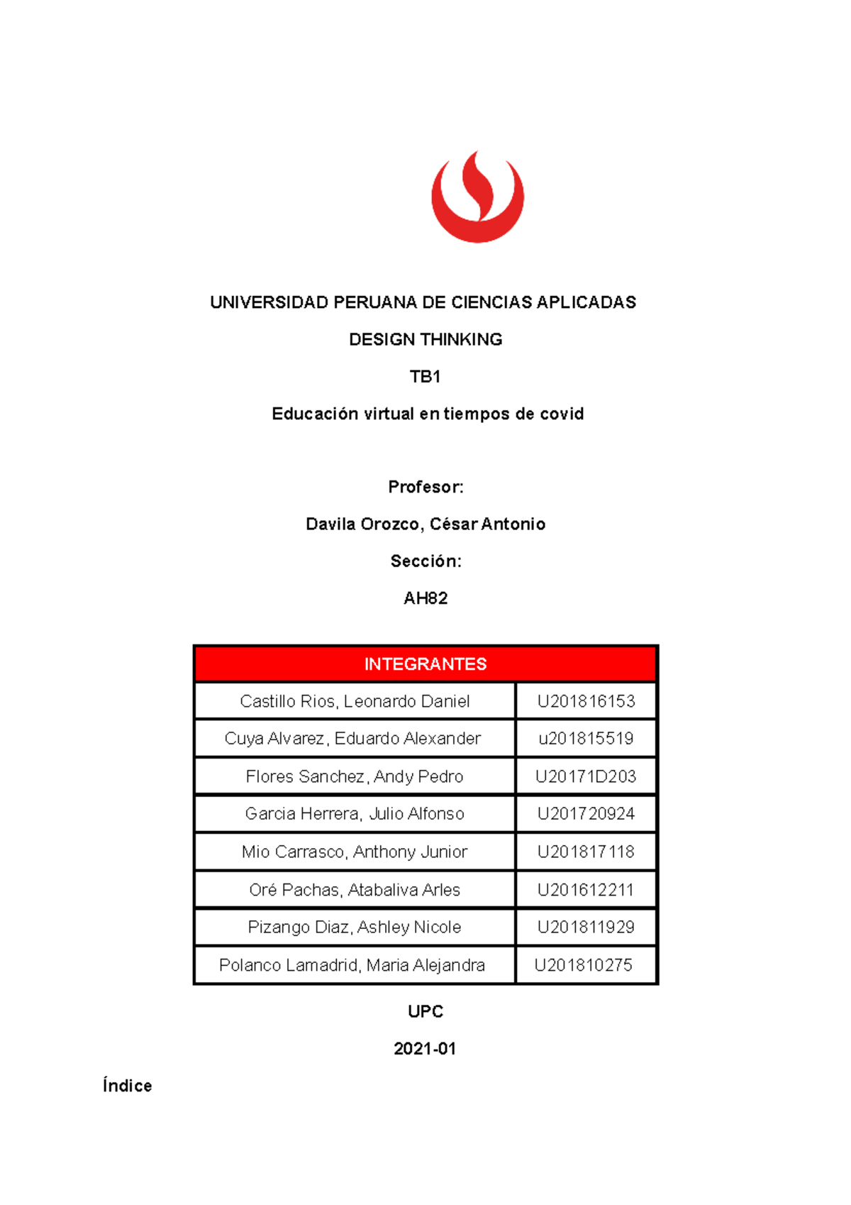 TB1 - Design Grupo 4 - Nota: 20 - Design thinking - UPC - Studocu