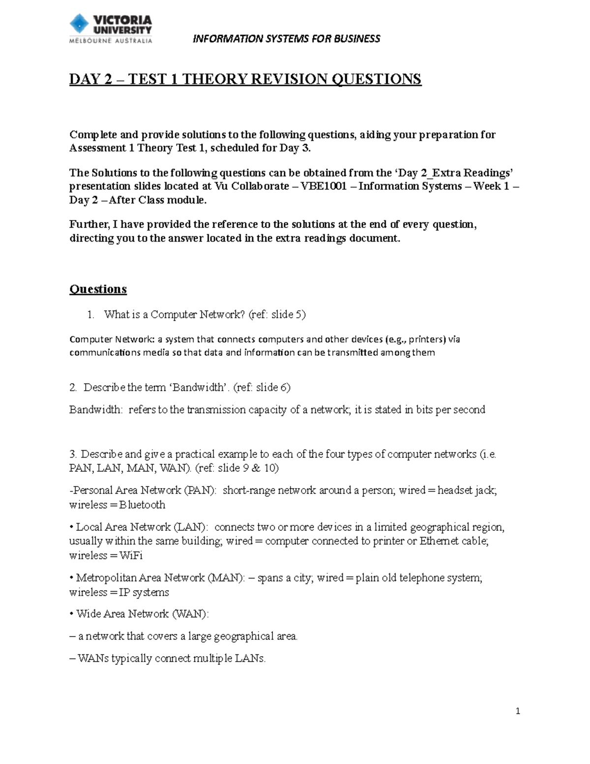 DAY 2 Theory TEST Revision Questions - DAY 2 – TEST 1 THEORY REVISION ...